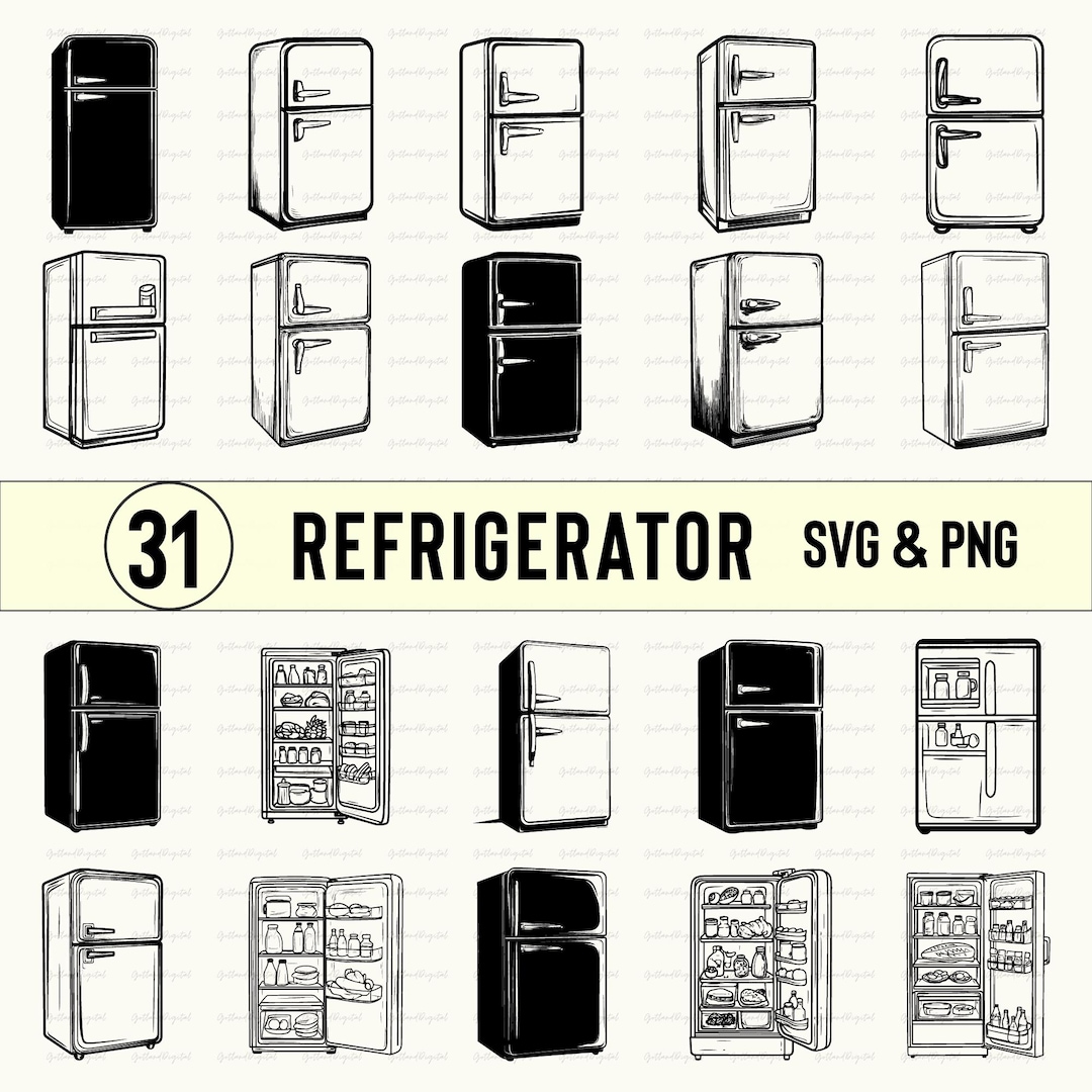 Refrigerator Svg Bundle, Refrigerator Silhouette, Refrigerator Clipart ...
