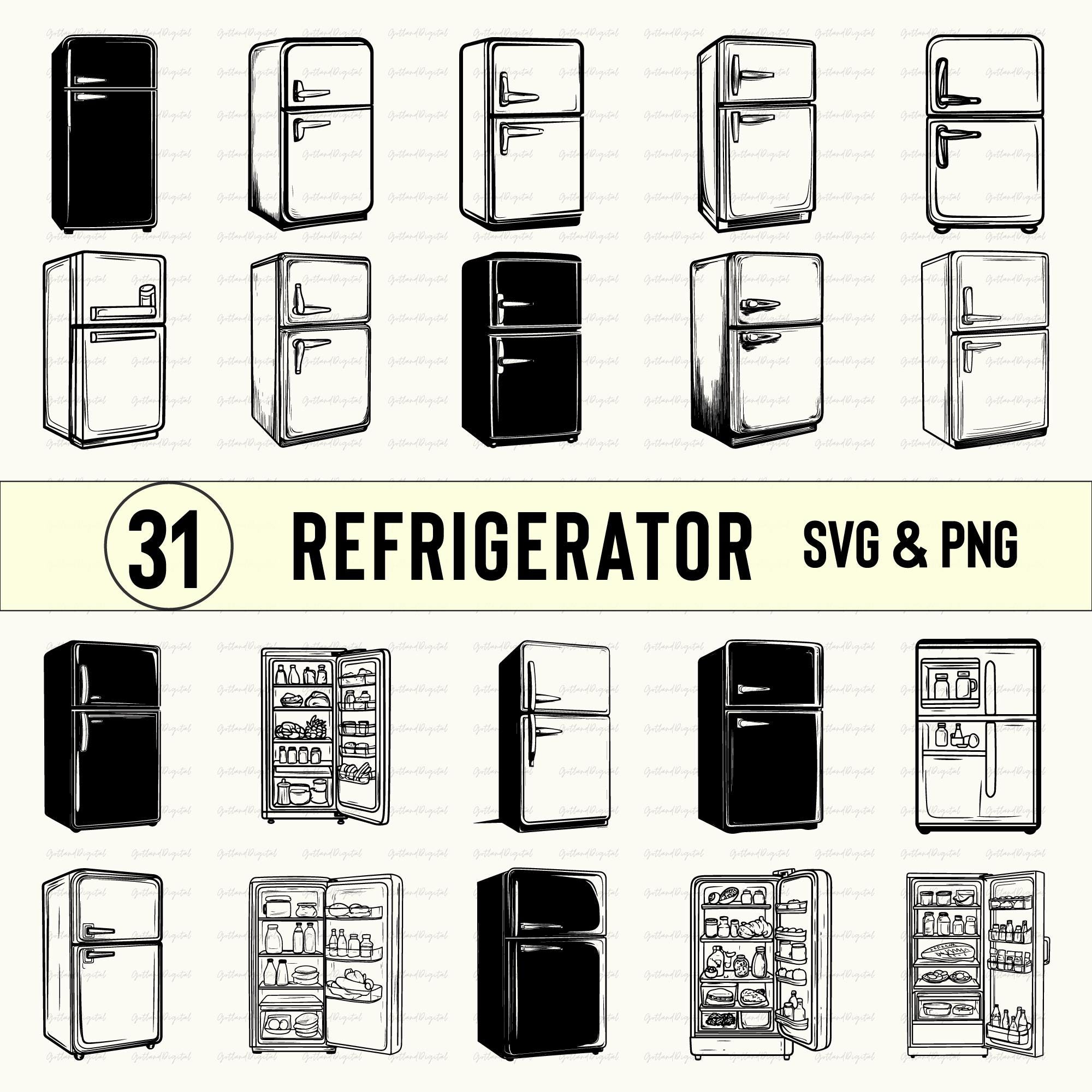 Refrigerator Svg Bundle, Refrigerator Silhouette, Refrigerator Clipart ...