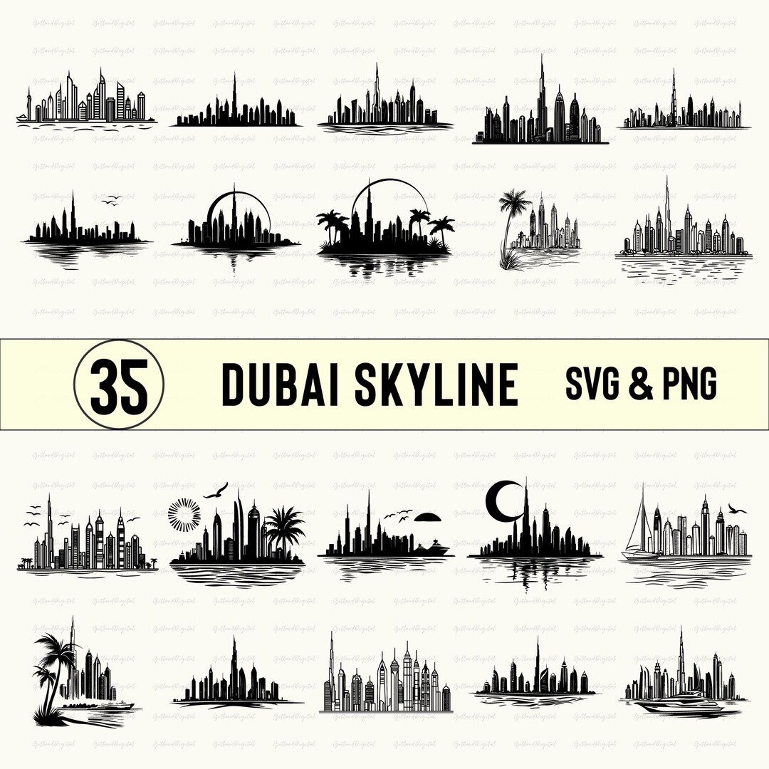 Dubai Skyline Svg Png, Dubai Skyline Clipart, Dubai Skyline Silhouette ...