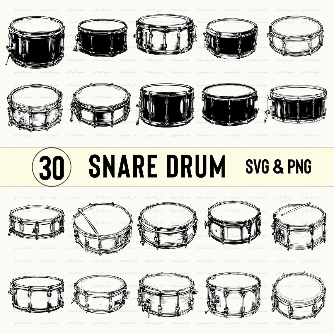 Snare Drum Svg Bundle, Snare Drum Silhouette, Snare Drum Clipart, Snare ...