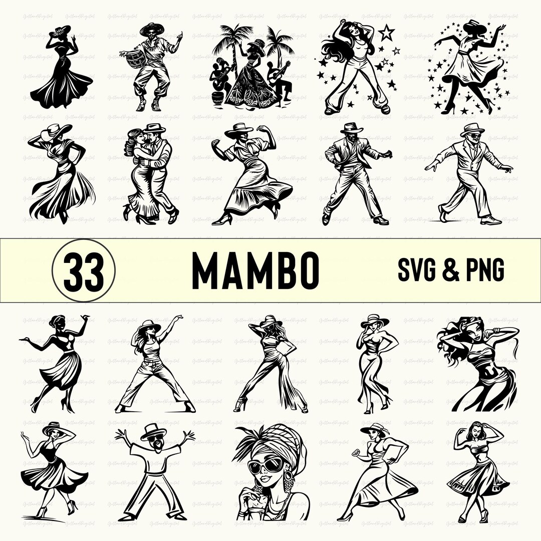 Mambo Dance SVG & PNG Clipart: Silhouette Vector Cut Files - Etsy