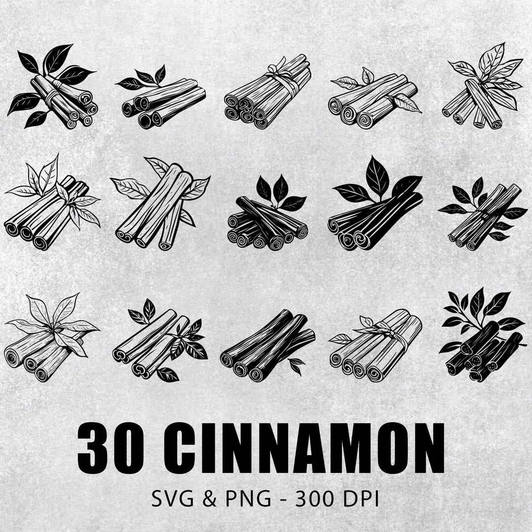 Cinnamon Svg Bundle, Cinnamon Silhouette Set, Cinnamon Clipart ...