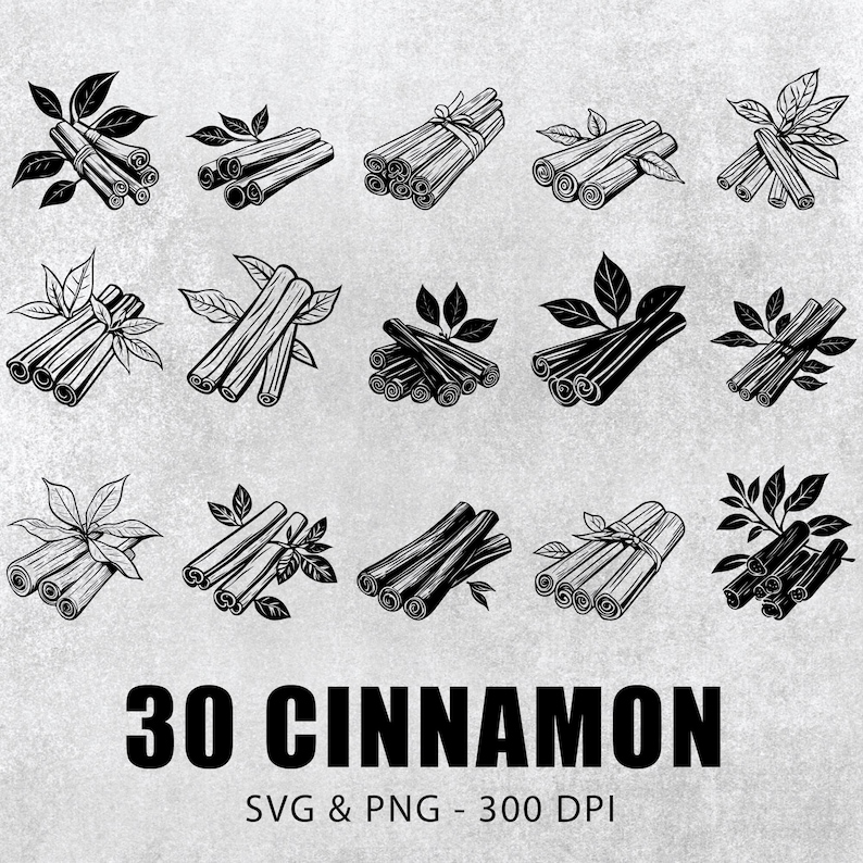 Cinnamon Svg Bundle, Cinnamon Silhouette Set, Cinnamon Clipart ...