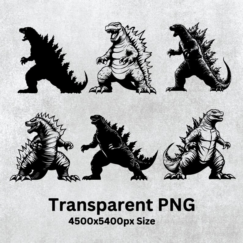 Godzilla Silhouette SVG Bundle: Vector Clipart, Cricut Cut File (PNG ...