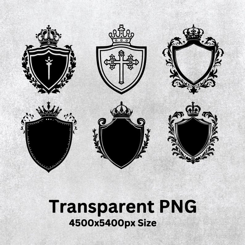 Royal Shield SVG Bundle: Vector Clipart Decal (PNG, SVG) - Etsy