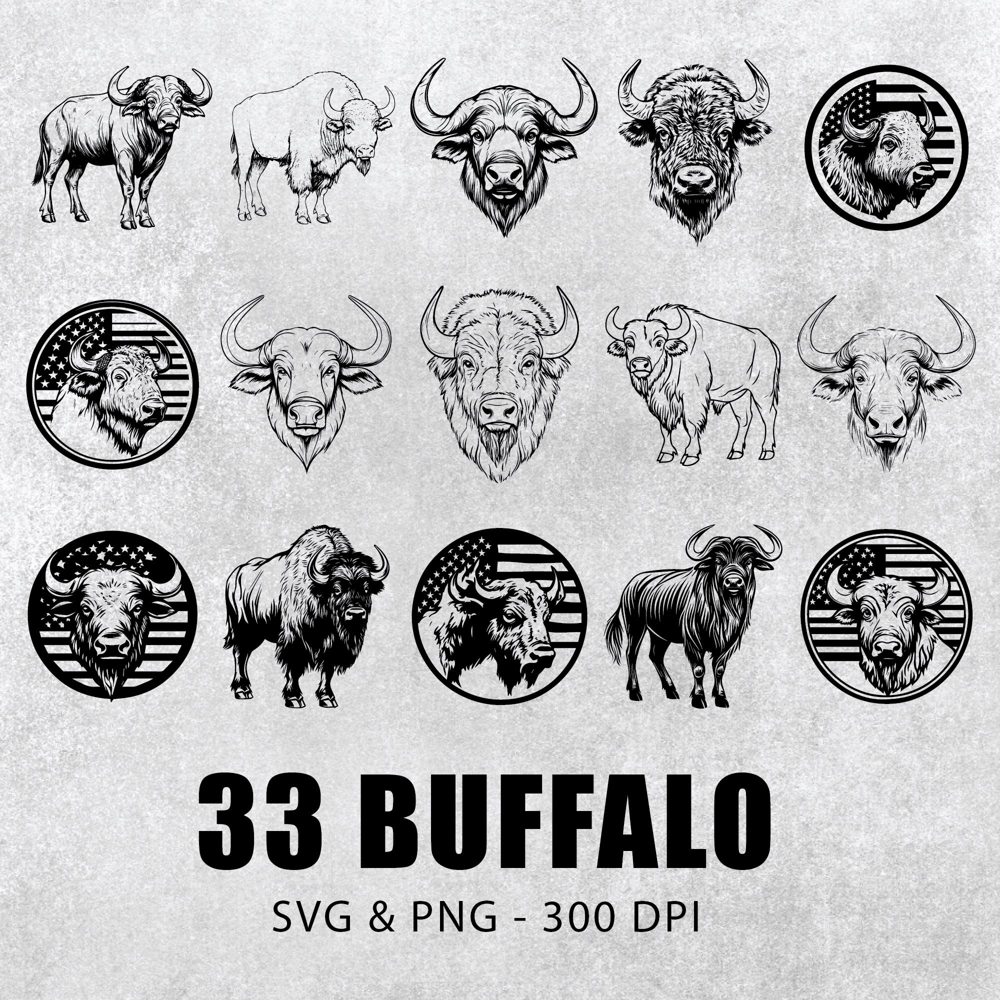 Buffalo Svg Bundle, Buffalo Silhouette, Buffalo Clipart, Buffalo Vector ...