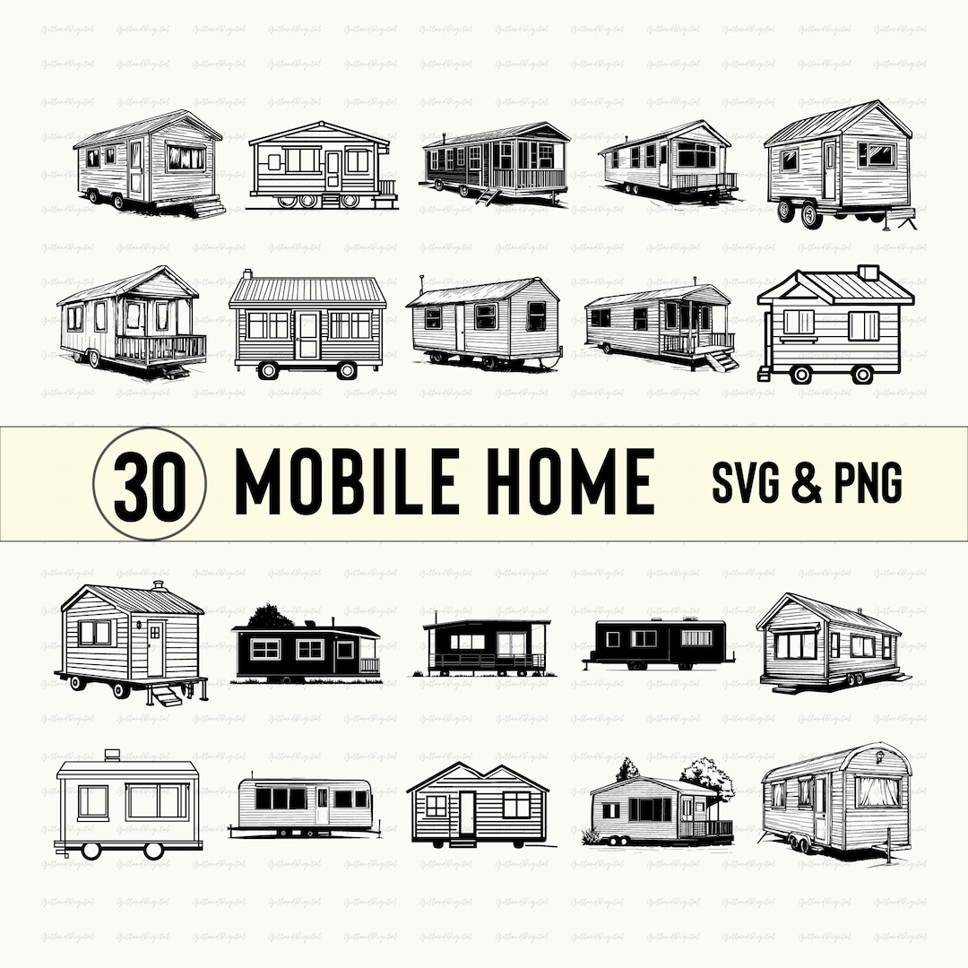 Mobile Home Svg Bundle, Mobile Home Silhouette, Mobile Home Clipart ...