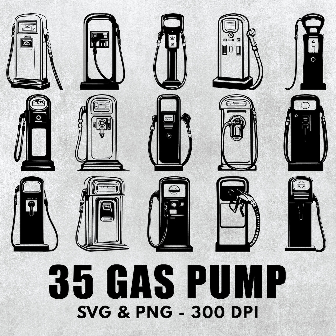 Gas Pump Silhouette Bundle Svg, Gas Pump Svg Vector Set, Gas Pump ...