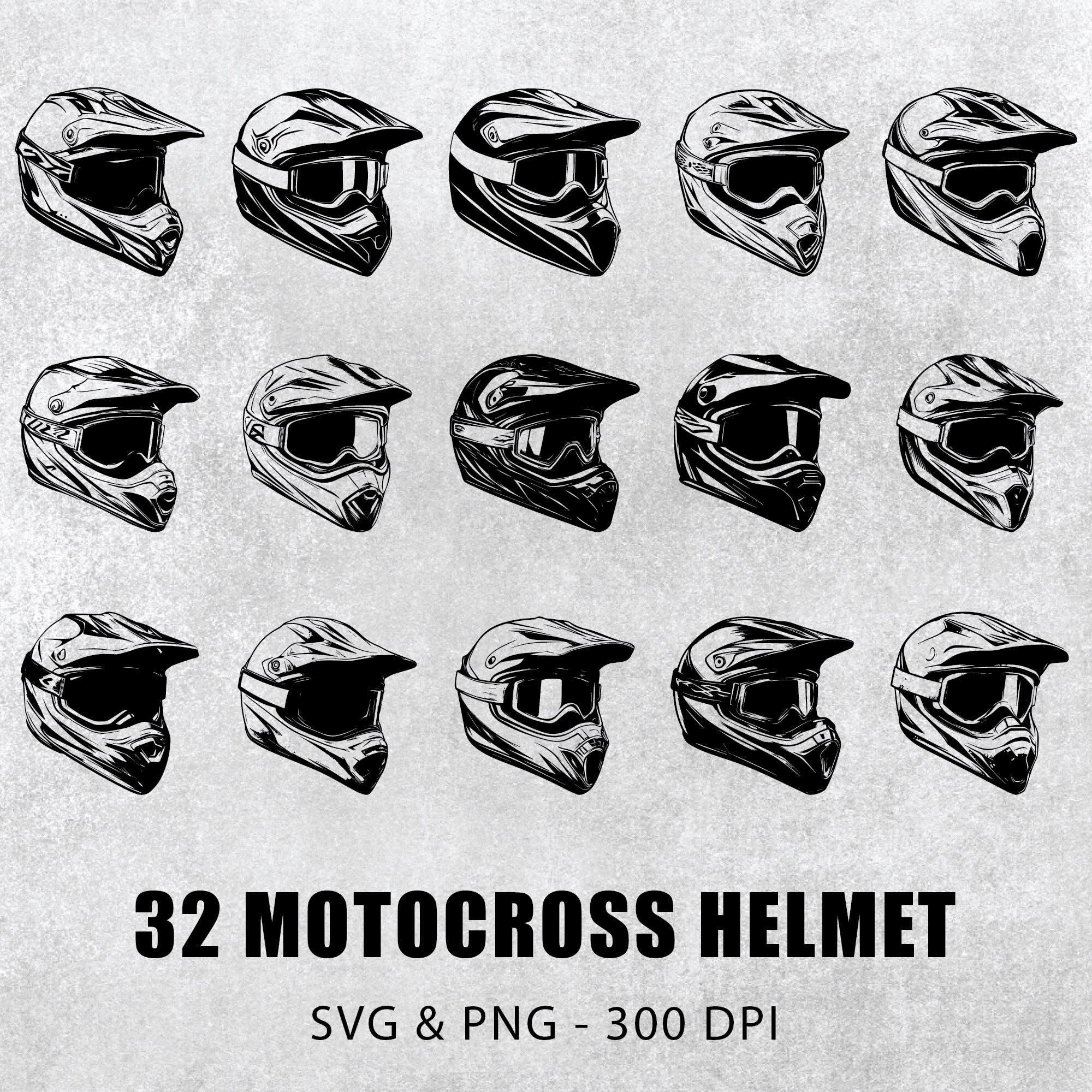 Motocross Helmet SVG PNG Bundle: Silhouette Clipart Vector (digital ...