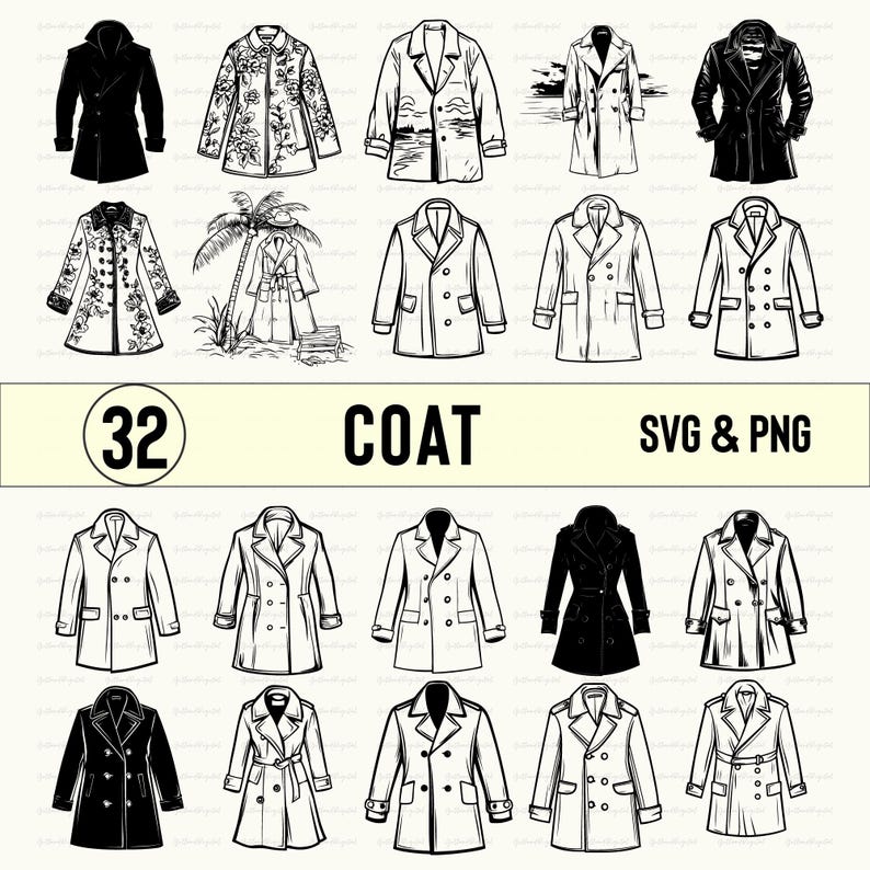Coat Svg Png, Coat Silhouette, Coat Clipart, Coat Vector, Coat Cut File ...