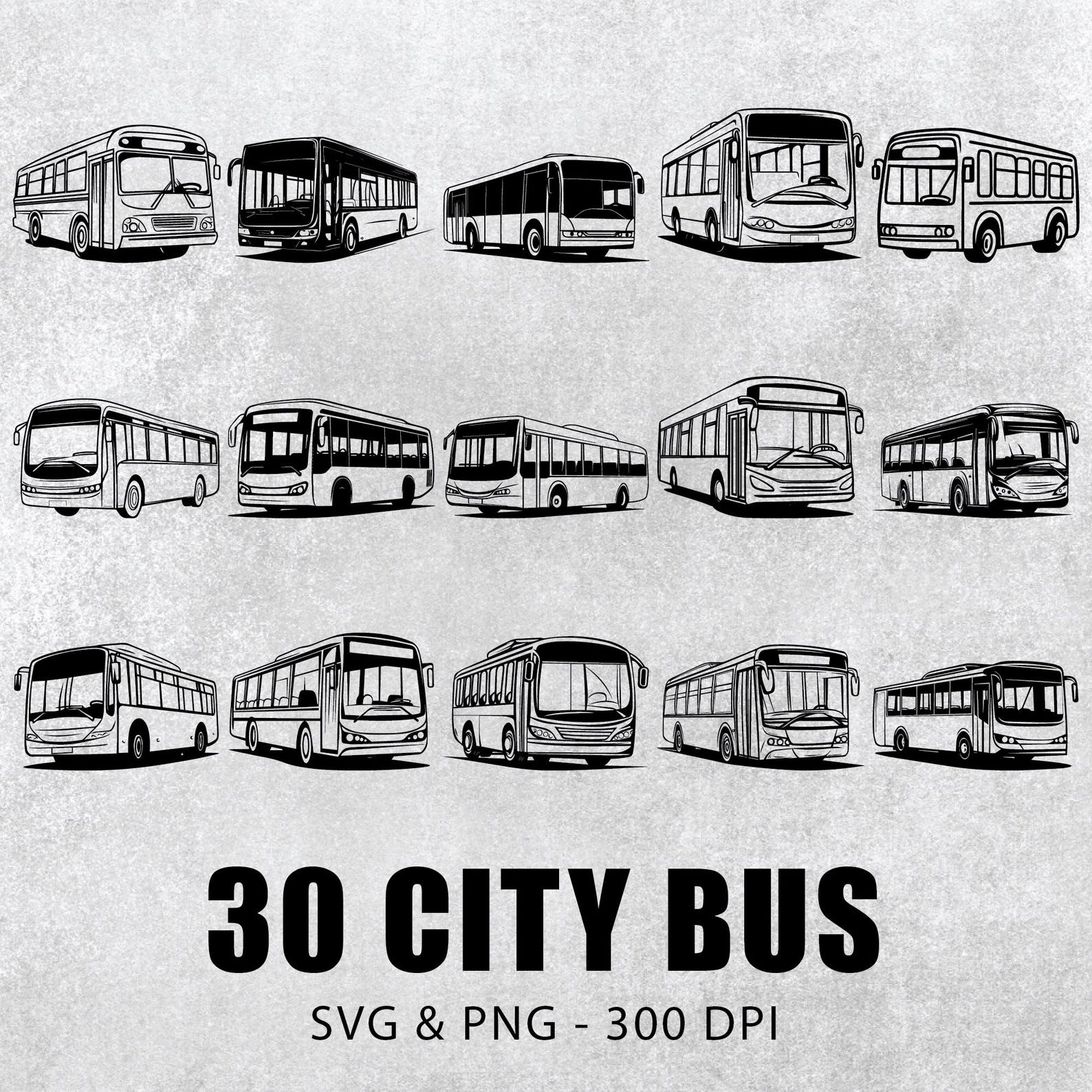 City Bus Silhouette Bundle Svg, City Bus Vector Set, City Bus Clipart ...