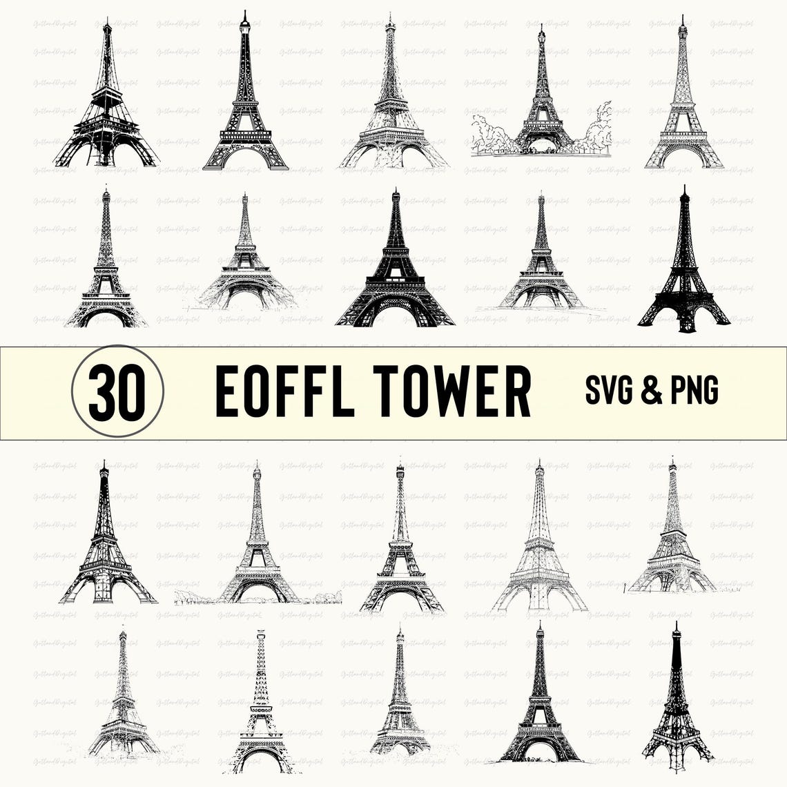 Eiffel Tower Svg Bundle, Eiffel Tower Silhouette, Eiffel Tower Clipart ...