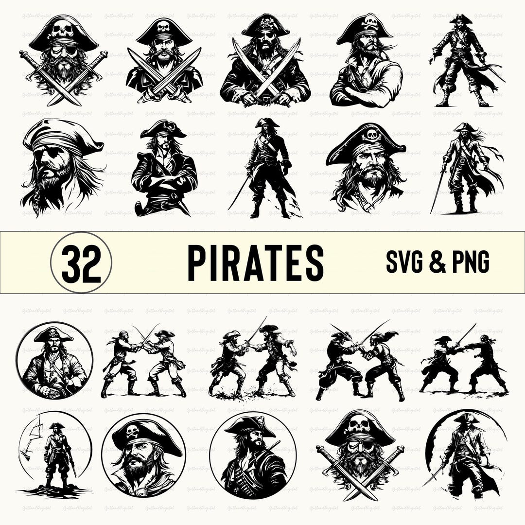 Pirates SVG PNG Bundle: Vector Clipart, Cut Files - Etsy