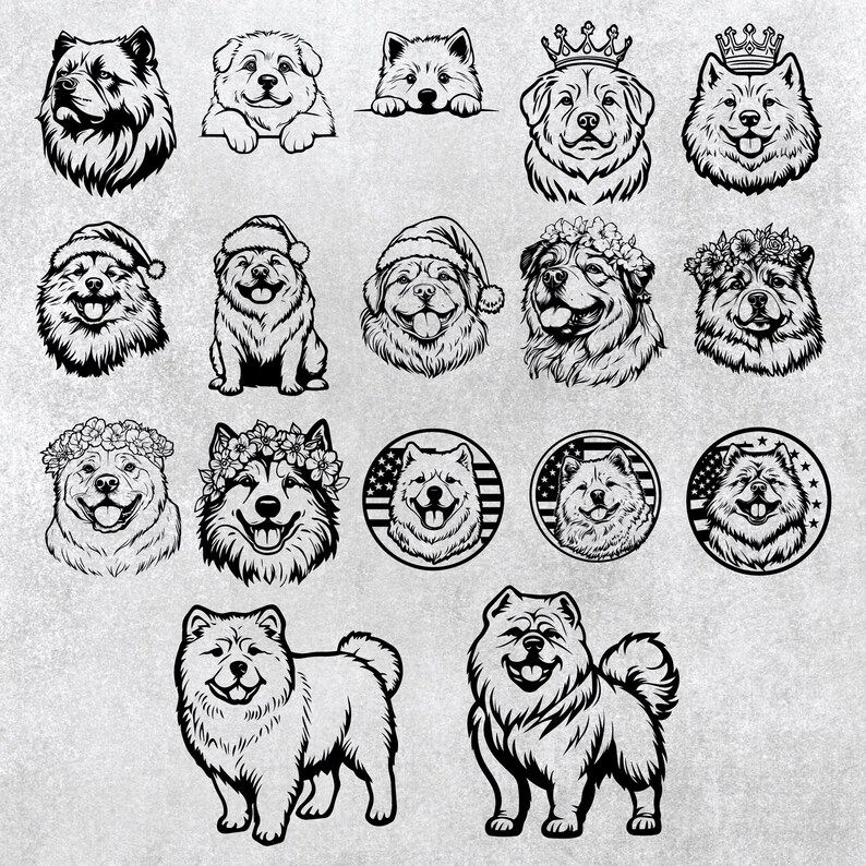Chow Chow Svg Bundle, Chow Chow Vector Set, Chow Chow Clipart, Chow ...
