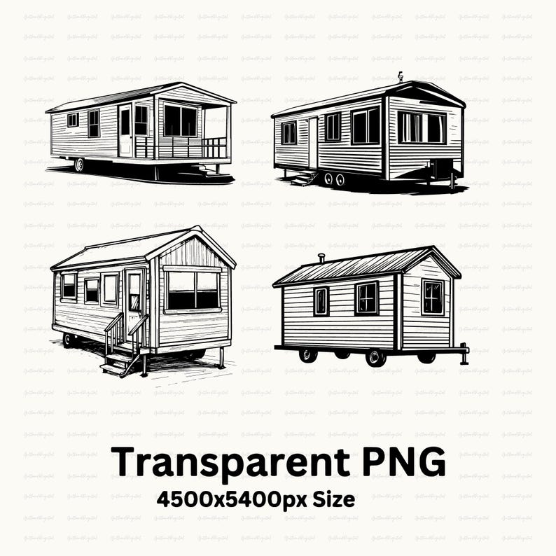 Mobile Home SVG Bundle: Silhouette Clipart Vector (PNG) - Etsy