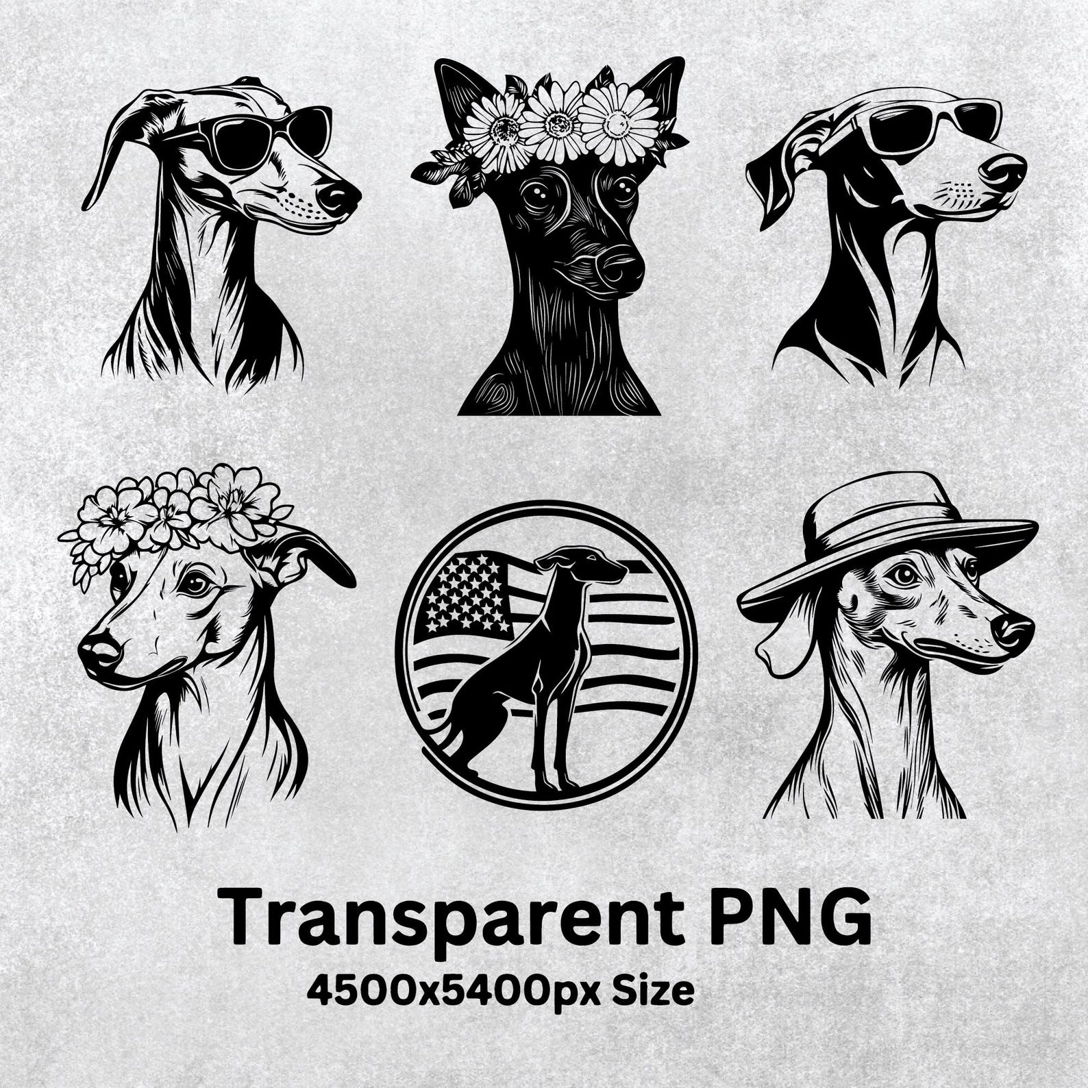 Greyhound Dog SVG Bundle: Silhouette Clipart (PNG, Vector) - Etsy