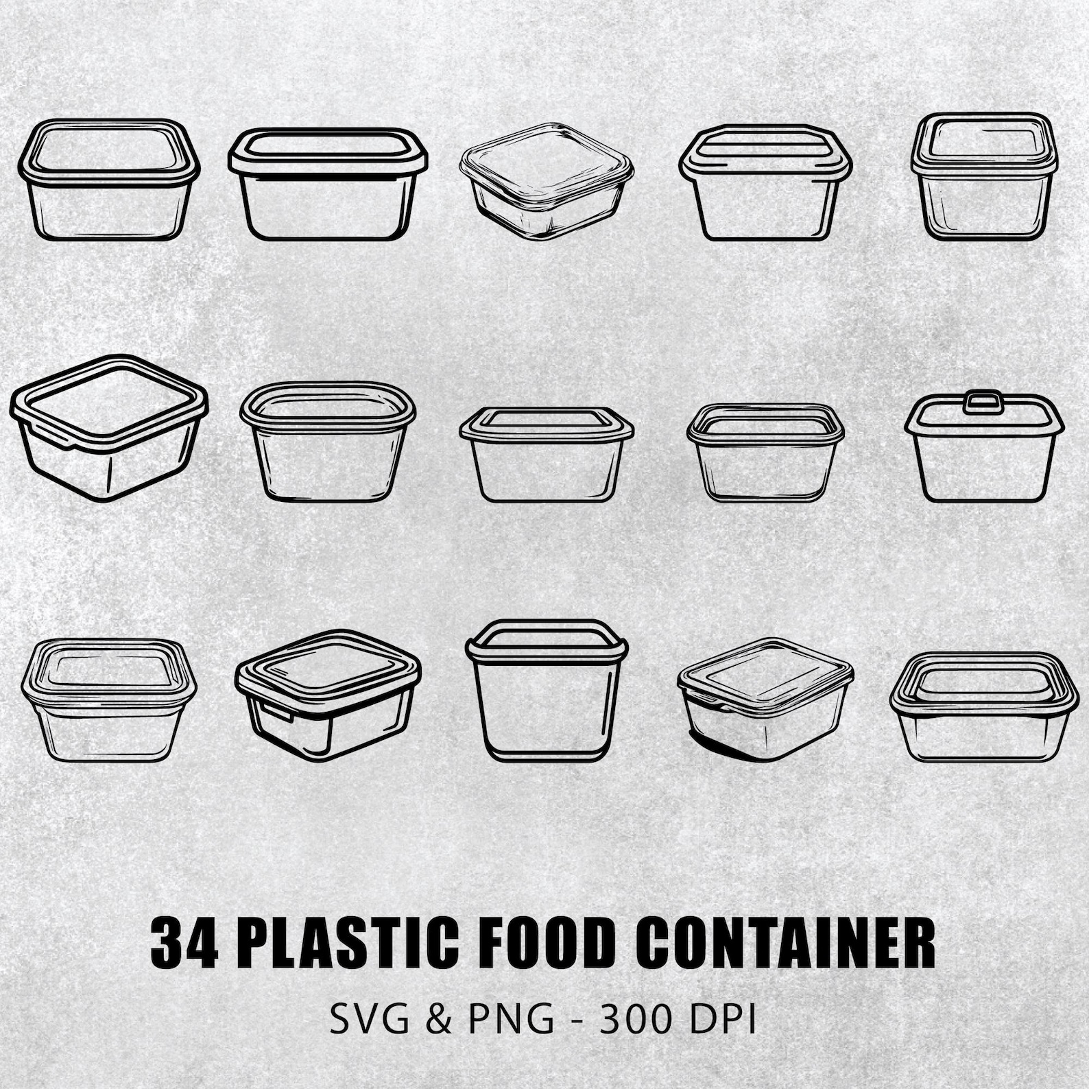 Plastic Food Container Svg Bundle, Plastic Food Container Vector Set ...