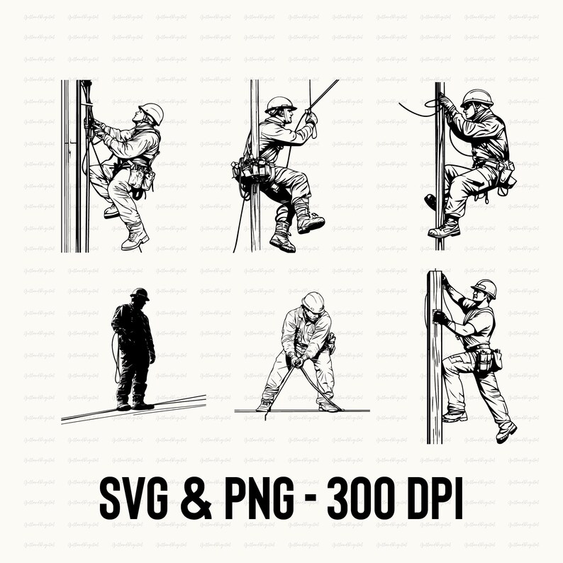 Lineman SVG Bundle: Silhouette Vector Clipart (PNG, Cricut) - Etsy