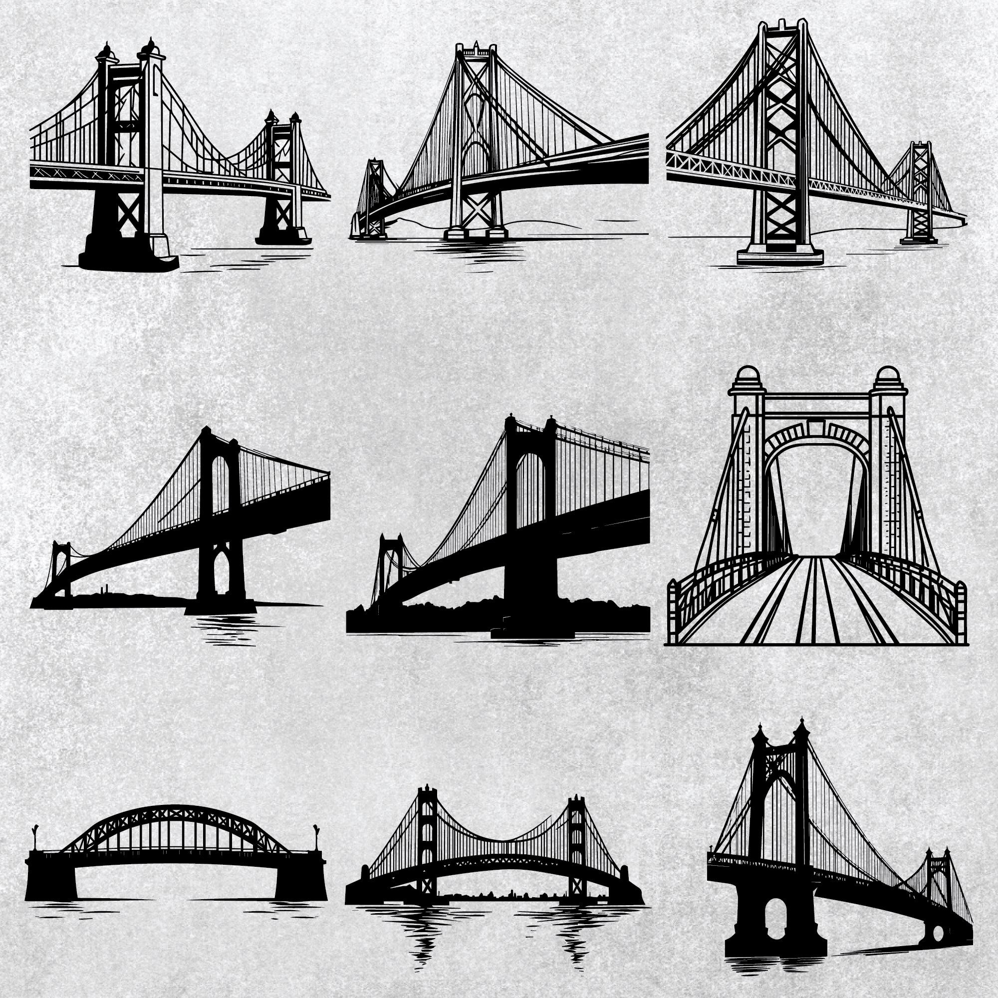 Bridge Svg Bundle, Bridge Silhouette, Bridge Clipart, Bridge Vector ...