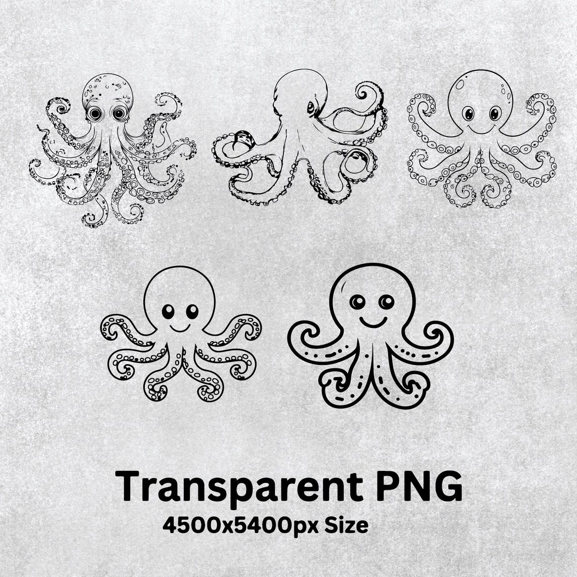 Octopus Svg Bundle, Octopus Silhouette Set, Octopus Clipart, Octopus ...