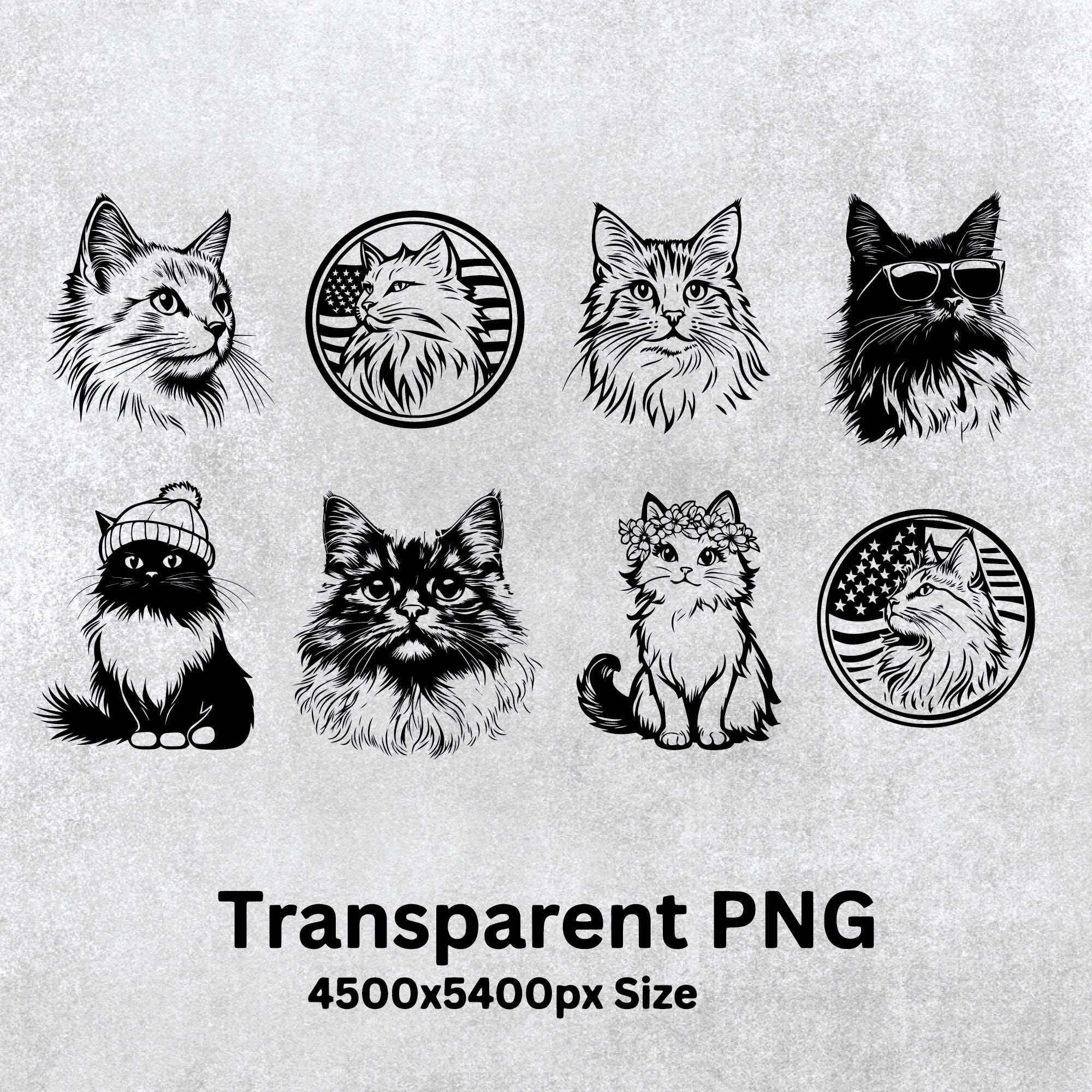 Asian Semi Longhair Cat SVG Bundle: Silhouette Clipart Decal (PNG) - Etsy