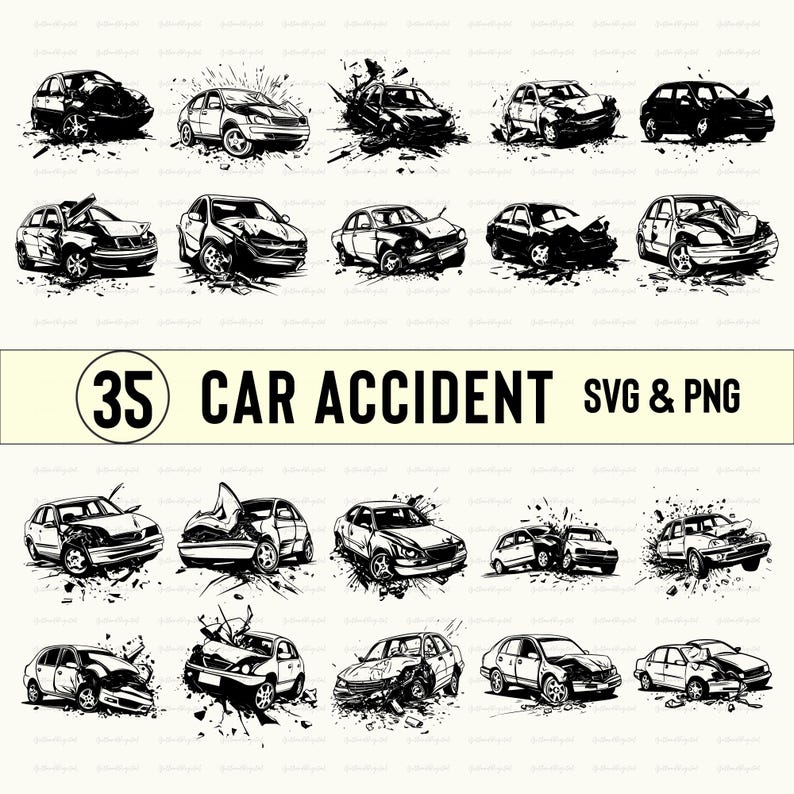 Car Accident Svg Png Bundle, Car Accident Clipart, Car Accident ...