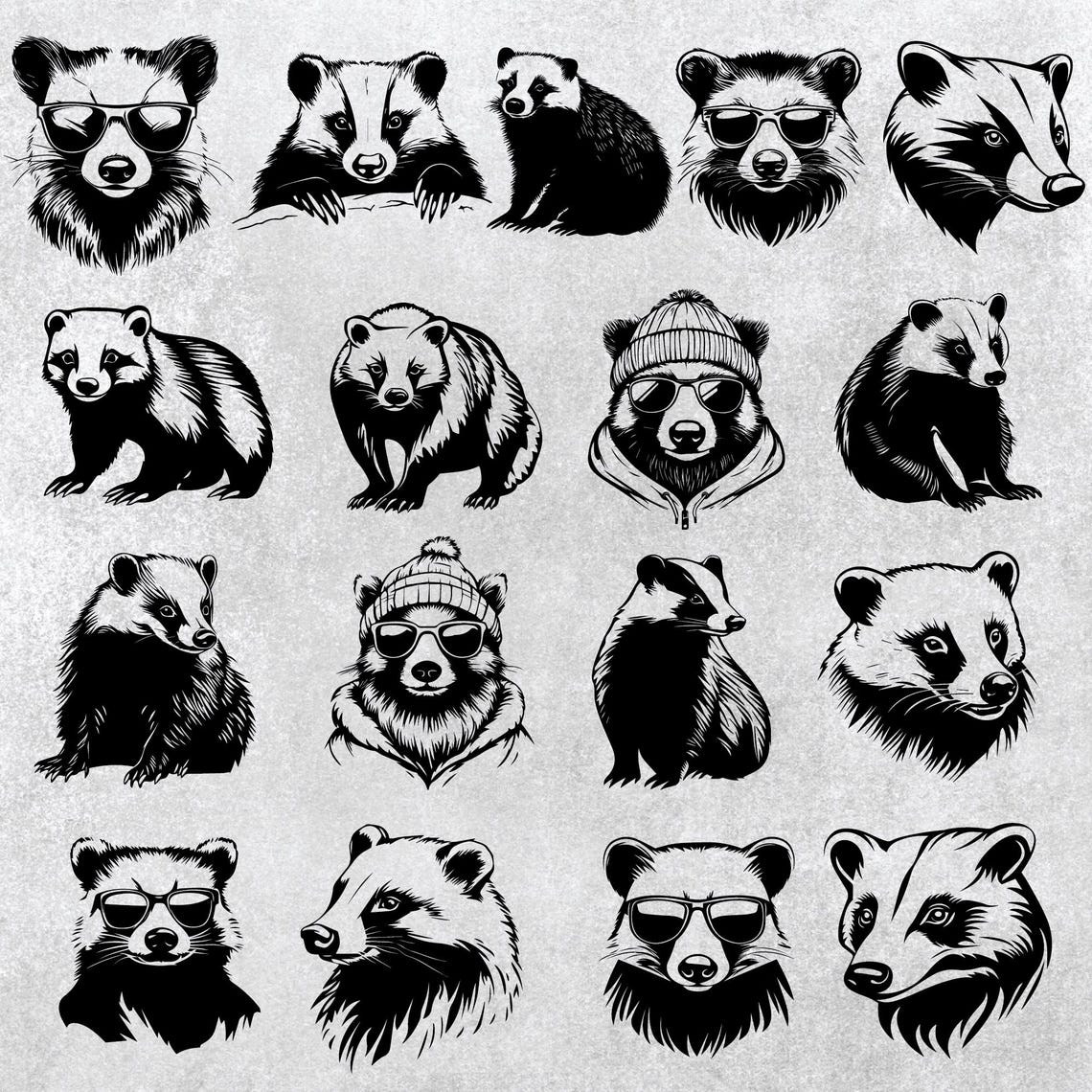 Badger Svg Bundle, Badger Vector Set, Badger Clipart, Badger Decal ...