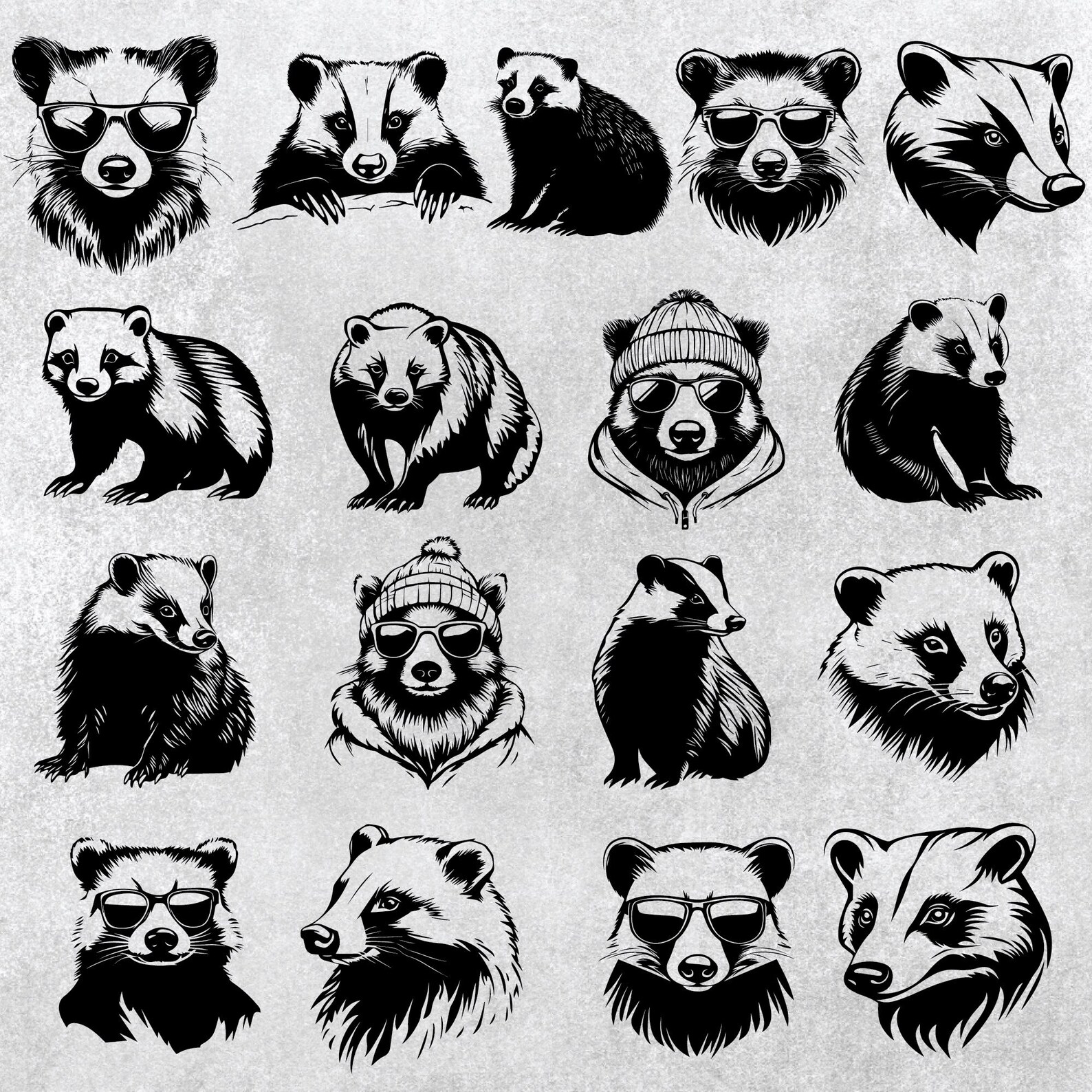 Badger Svg Bundle, Badger Vector Set, Badger Clipart, Badger Decal ...