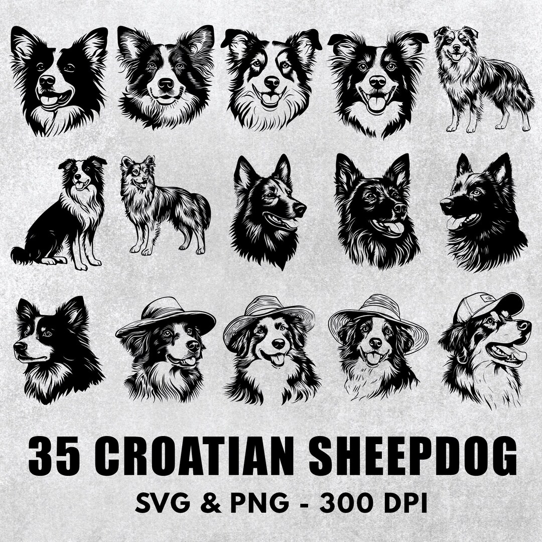 Croatian Sheep Dog Svg Bundle, Croatian Sheep Dog Silhouette Set ...