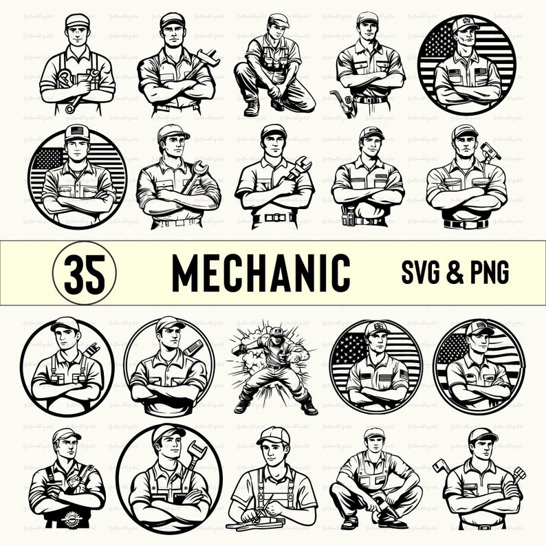 Mechanic SVG PNG Clipart: Decal Logo Icon Set - Etsy