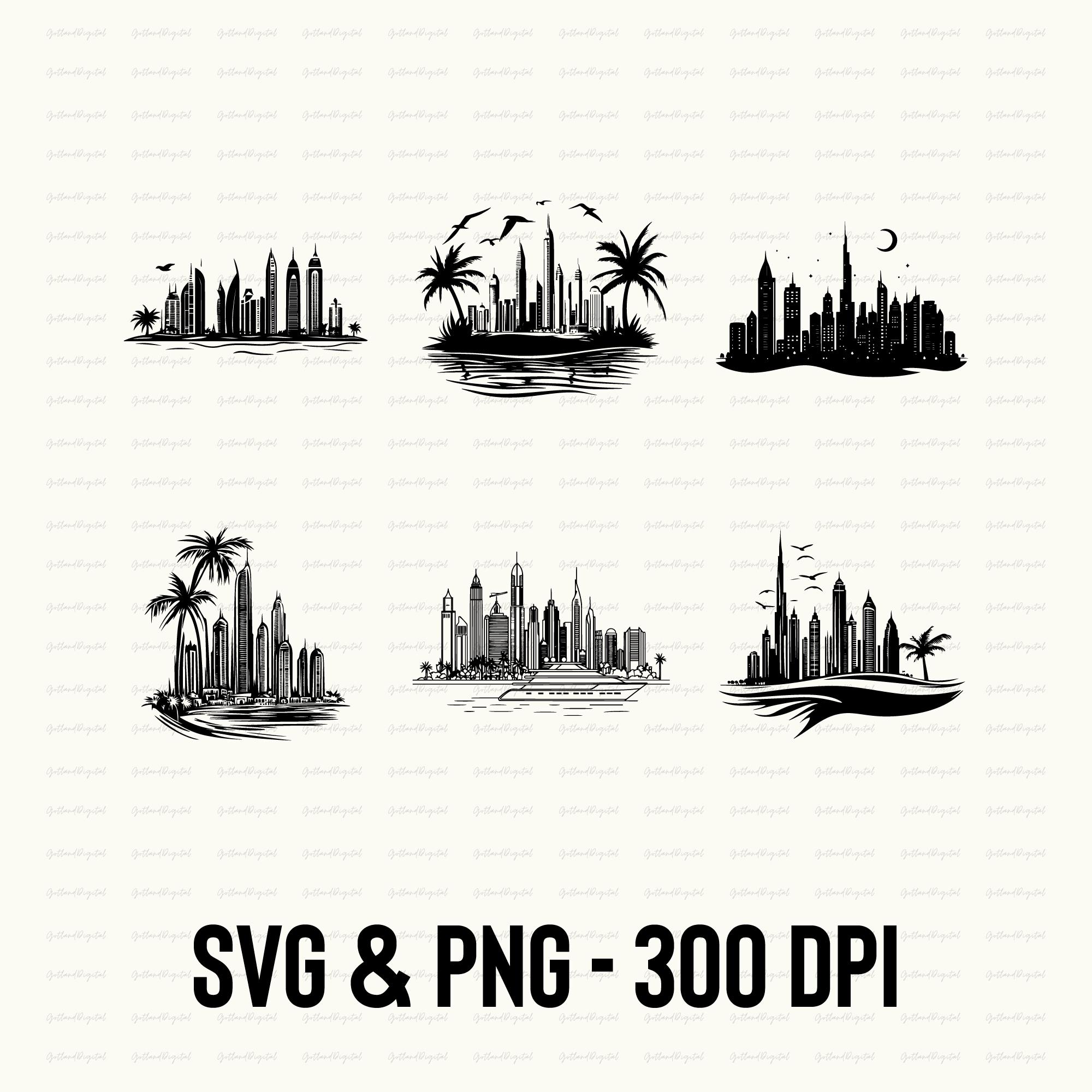 Dubai Skyline Svg Png, Dubai Skyline Clipart, Dubai Skyline Silhouette ...