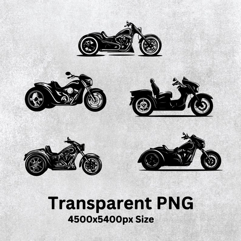 Trike Motorcycle Svg Bundle, Trike Motorcycle Silhouette Set, Trike ...