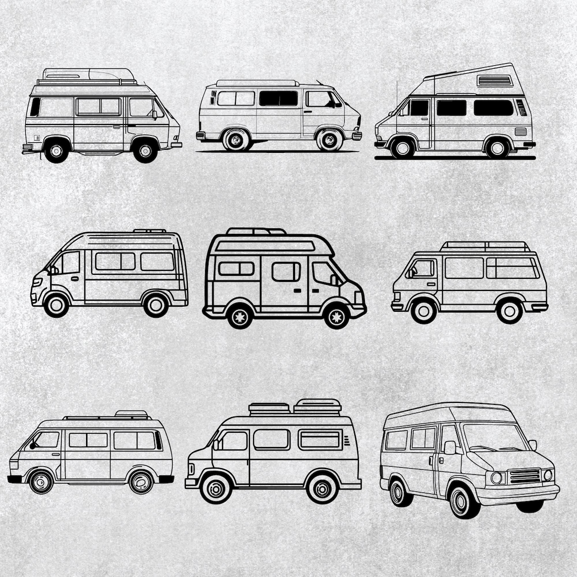 Van SVG Bundle: Silhouette Clipart Vector (PNG, Cricut Files) - Etsy