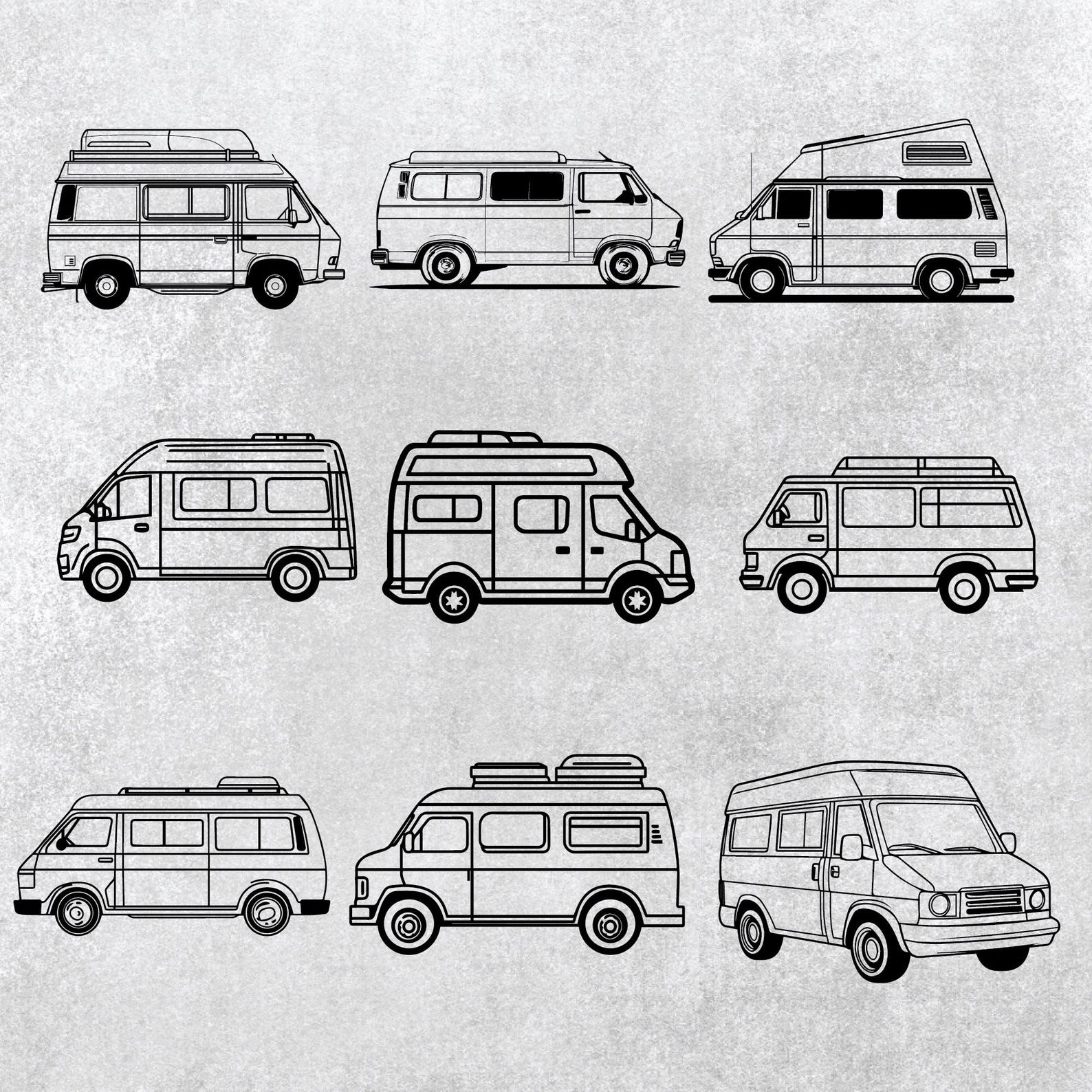 Van Svg Bundle, Van Silhouette, Van Clipart, Van Vector, Van Decal, Van ...