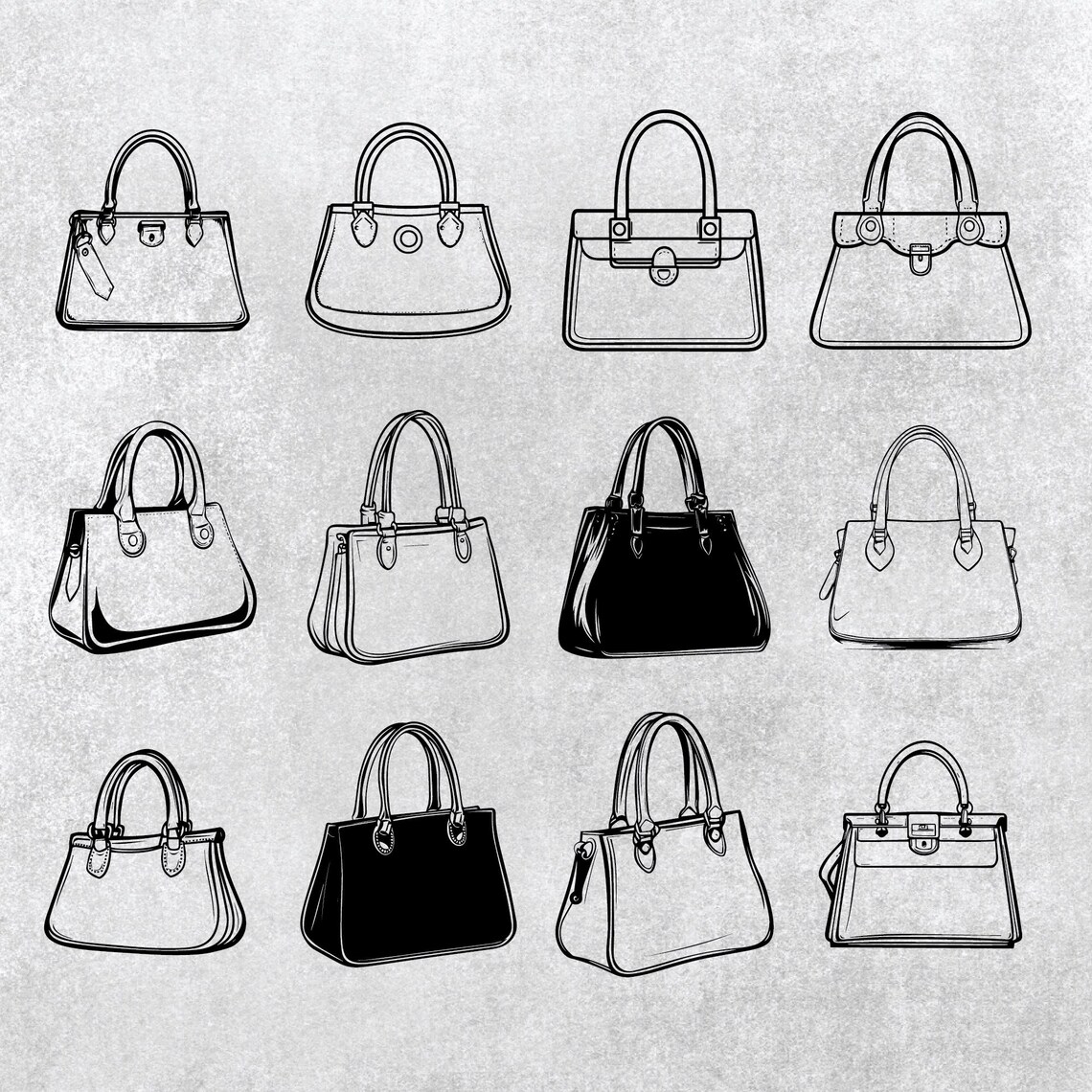 Purse SVG Bundle: Handbag Clipart, Vector Decal (PNG, Cricut) - Etsy