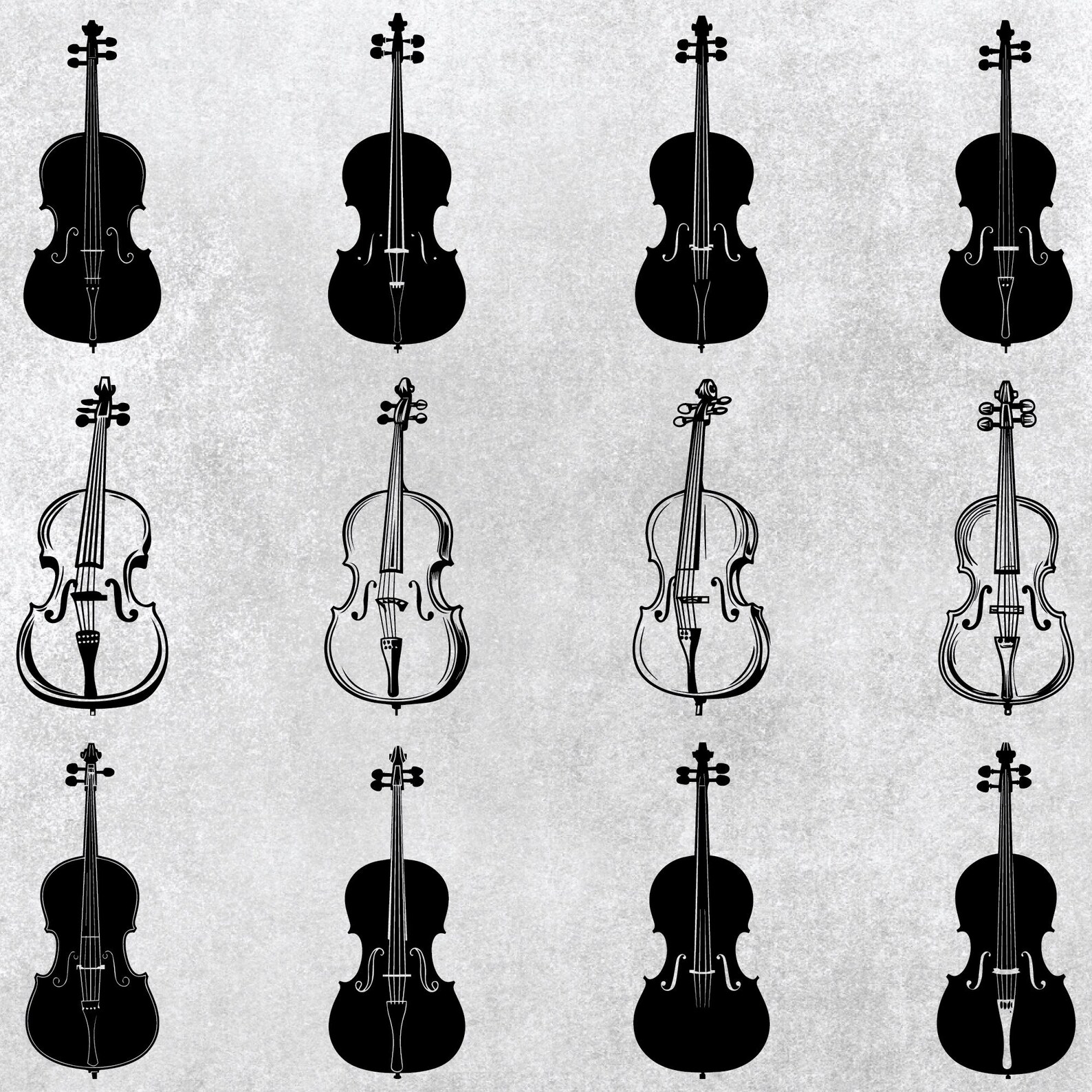 Cello SVG Bundle: Silhouette Clipart, Decal Designs (PNG, Cricut) - Etsy