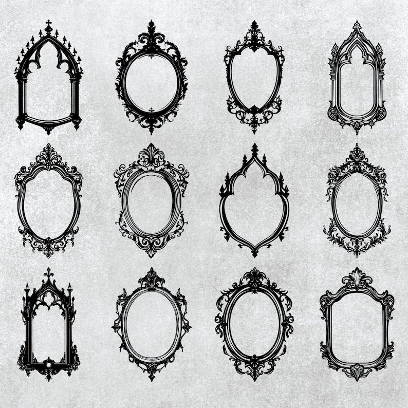Gothic Mirror Silhouette Bundle Svg, Gothic Mirror Svg Vector Set ...
