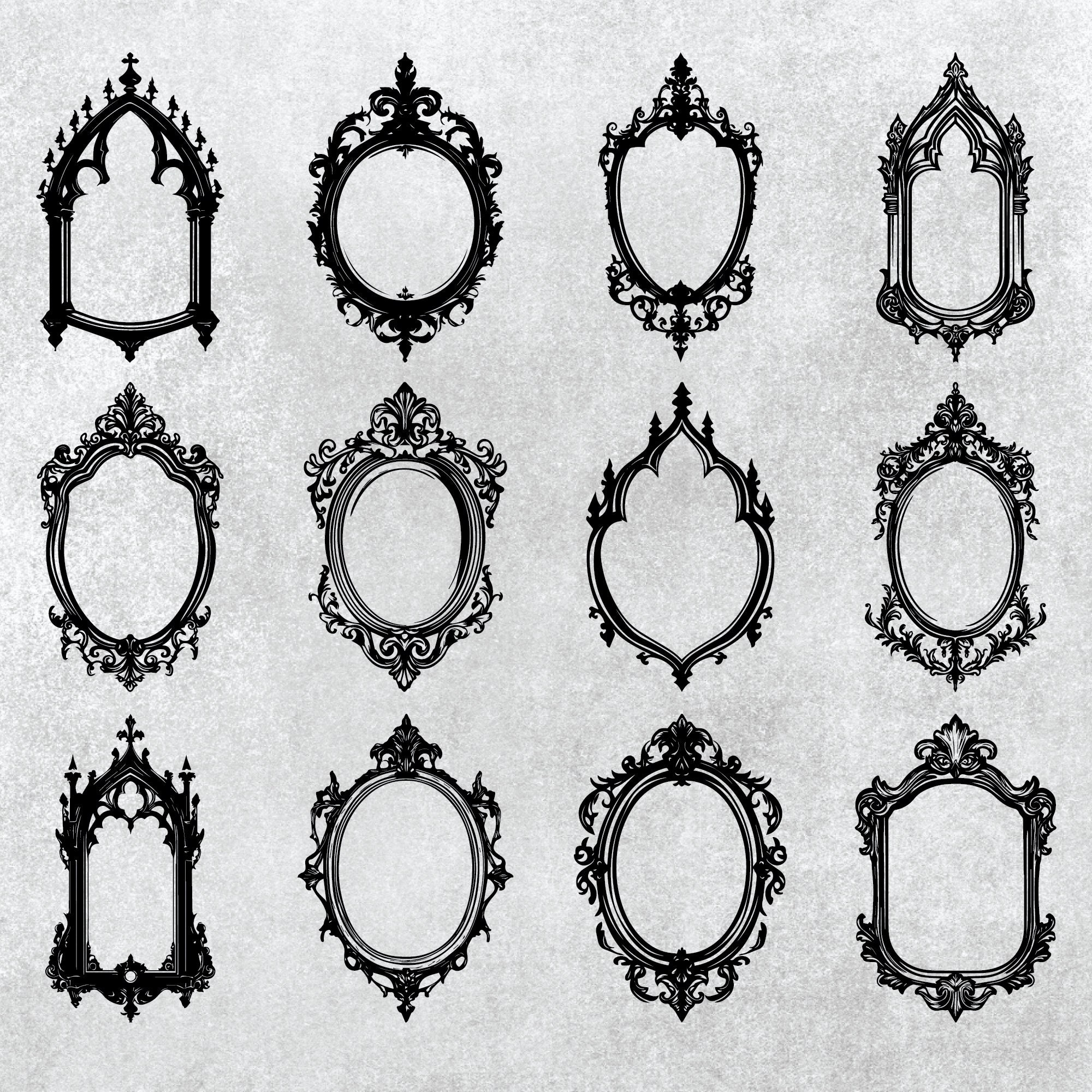 Gothic Mirror Silhouette Bundle Svg, Gothic Mirror Svg Vector Set ...