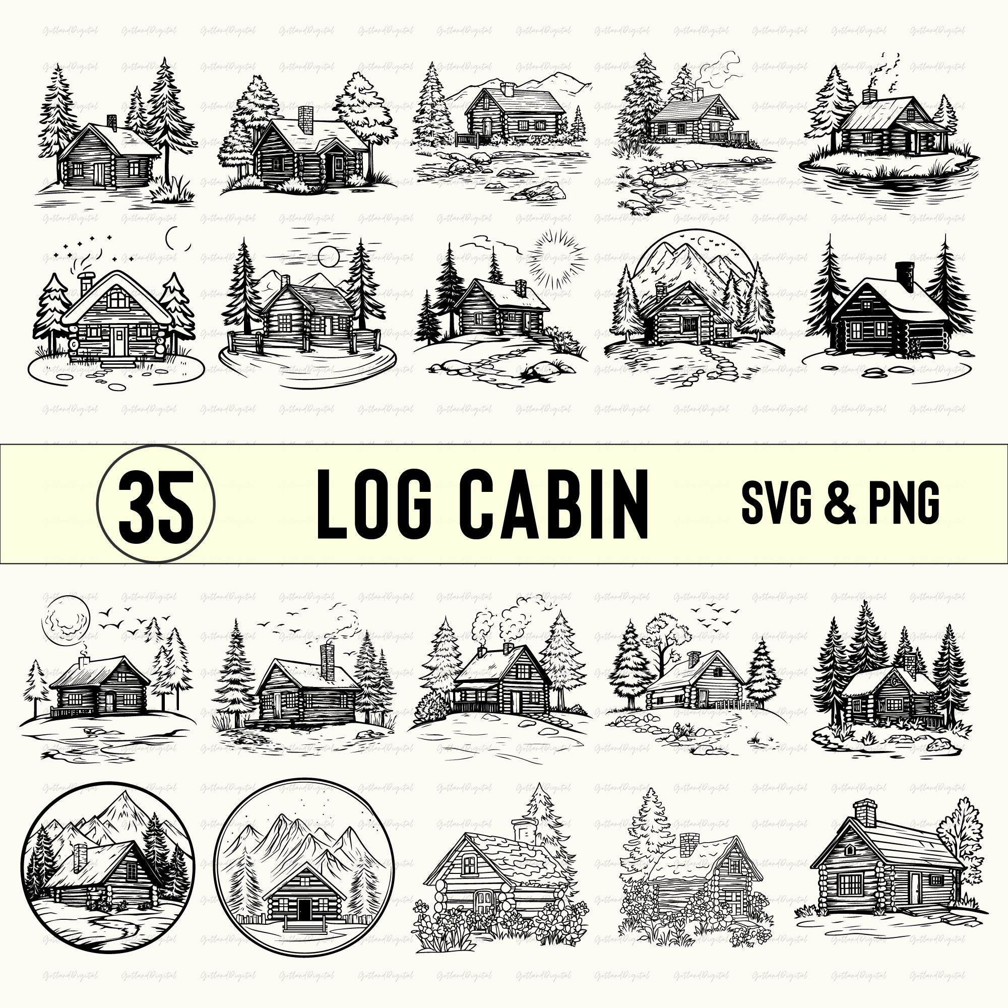 Log Cabin Svg Png, Log Cabin Clipart, Log Cabin Silhouette, Log Cabin ...
