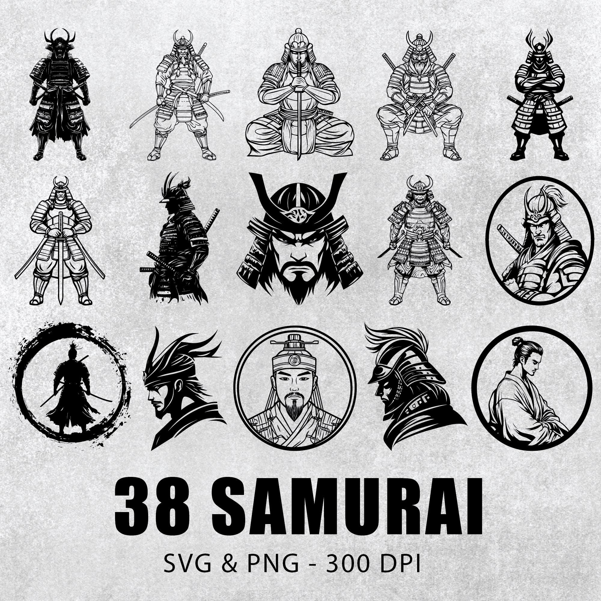 Samurai Svg Bundle, Samurai Vector Set, Samurai Clipart, Samurai Decal ...