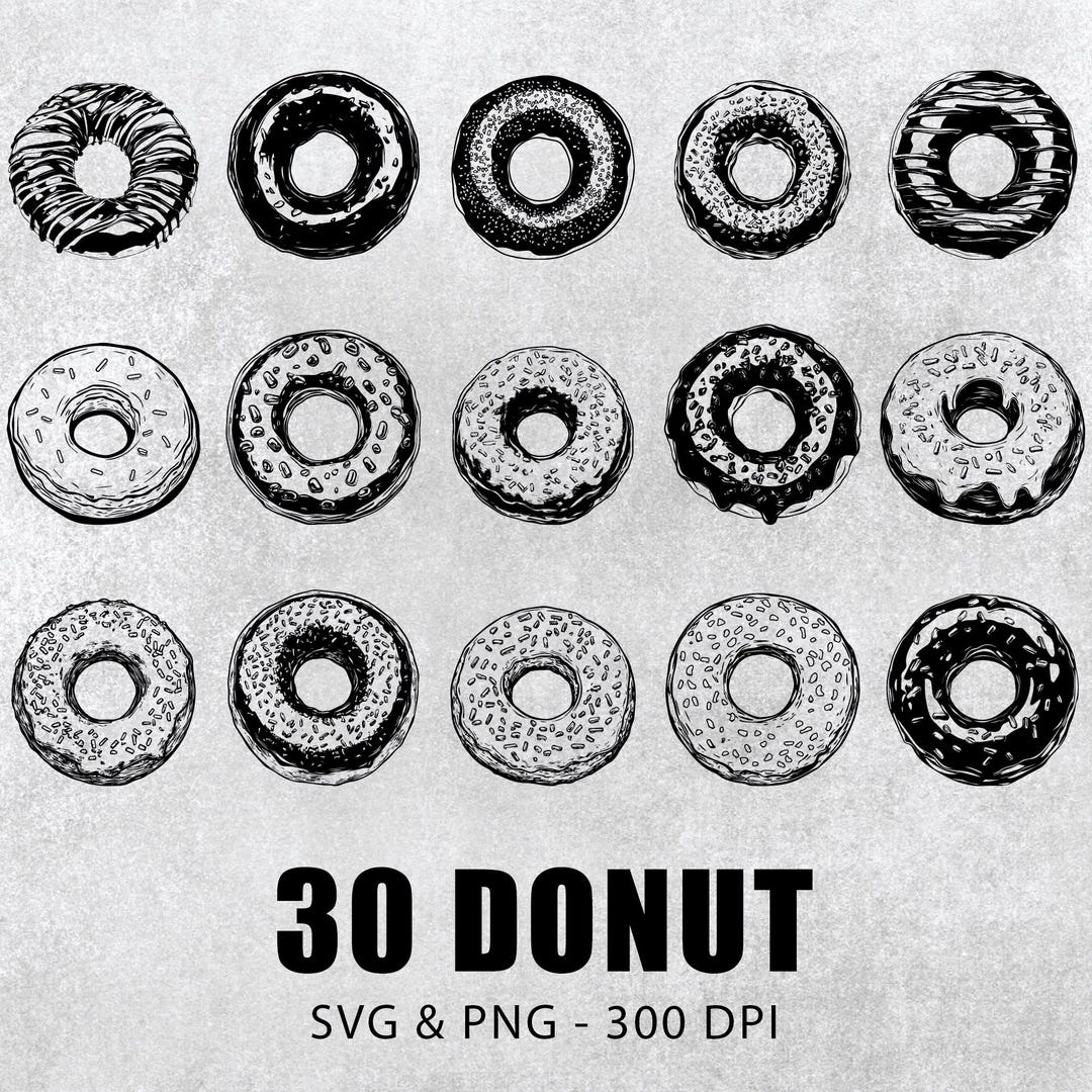 Donut SVG Bundle: Clipart, Decal & Logo (PNG, Vector) - Etsy