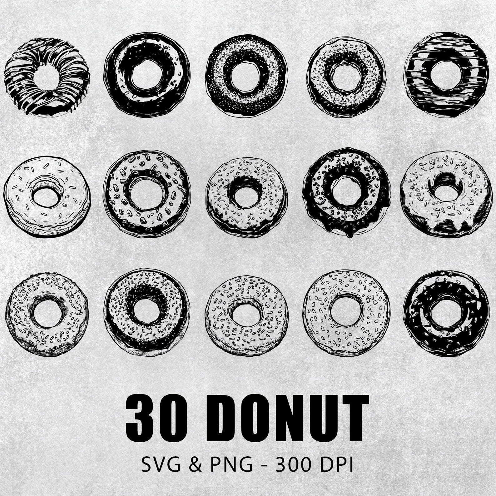 Donut SVG Bundle: Clipart, Decal & Logo (PNG, Vector) - Etsy
