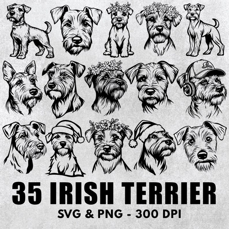 Irish Terrier SVG Bundle: Silhouette Clipart, Logo Icon (PNG, SVG) - Etsy