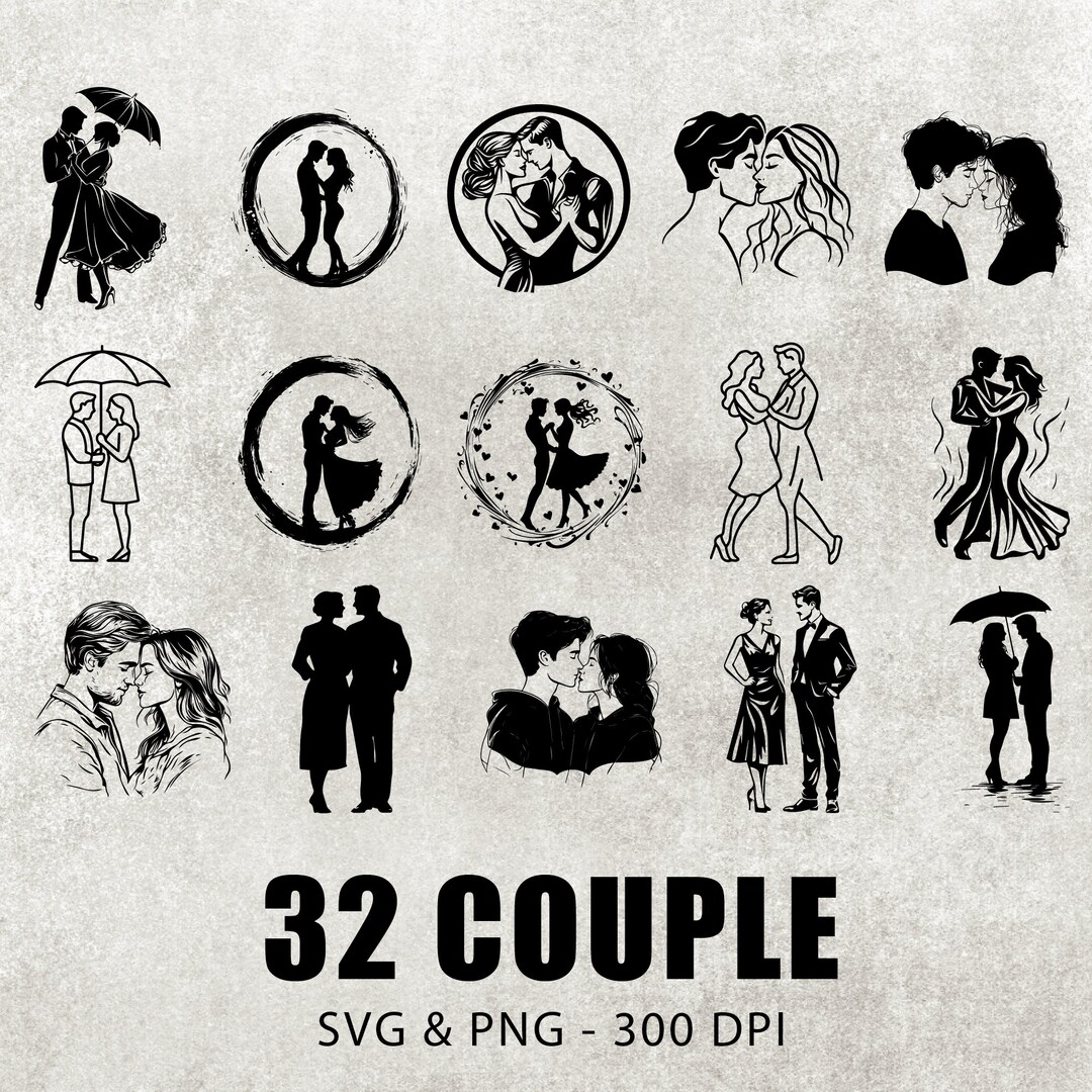 Couple Svg Bundle, Couple Silhouette, Couple Clipart, Couple Vector ...