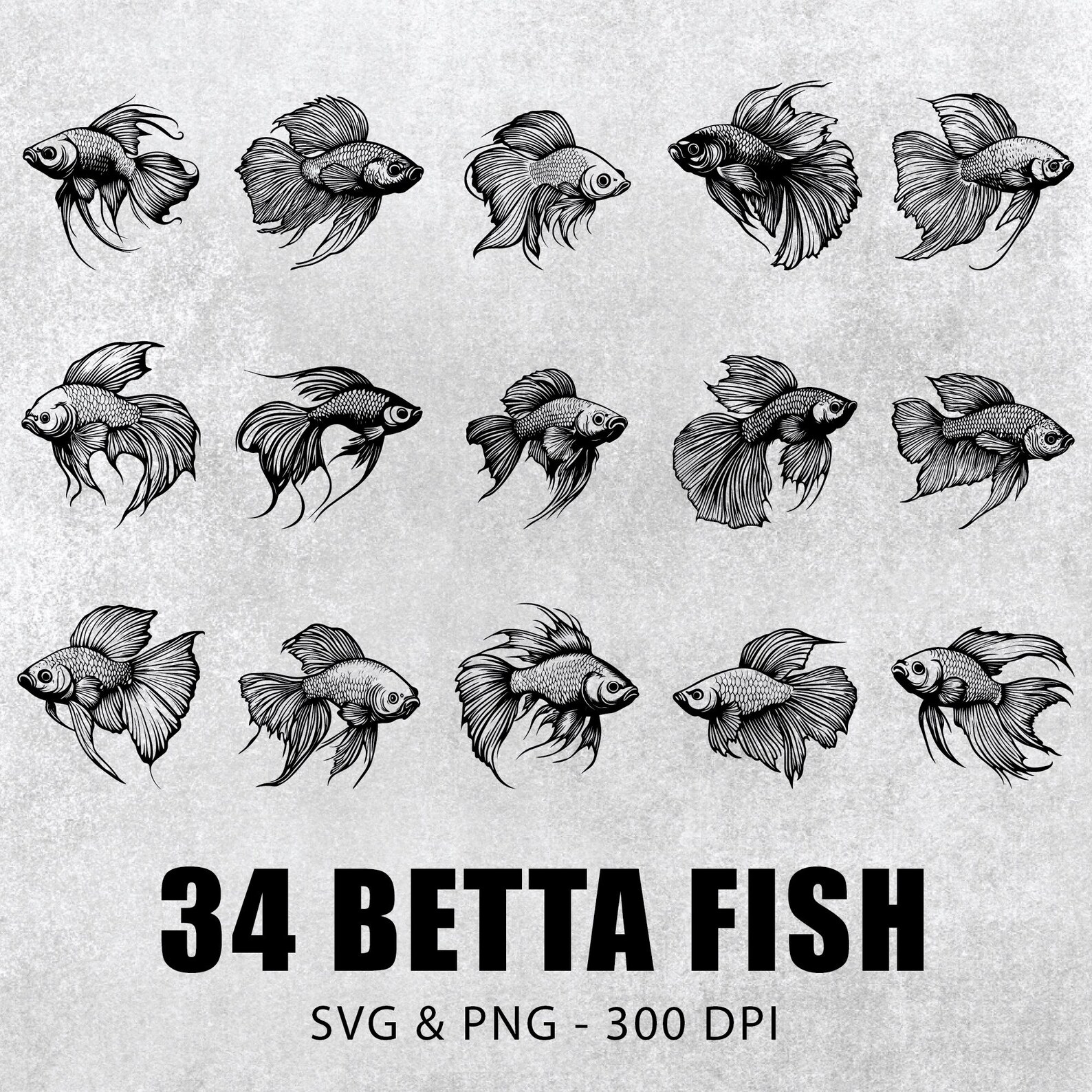 Betta Fish Clipart Bundle: SVG, PNG, Vector Art (300 DPI) - Etsy