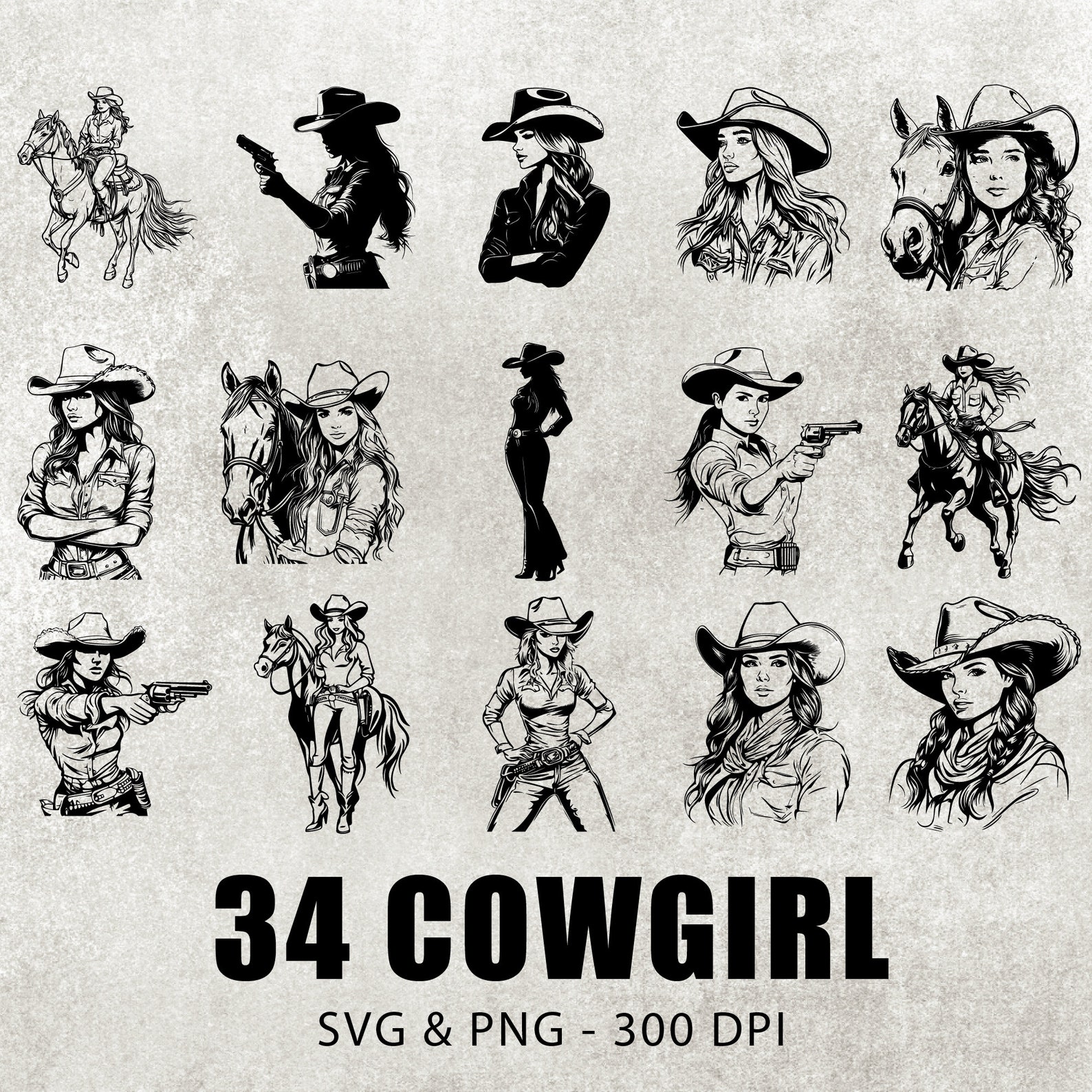 Cowgirl Svg Bundle, Cowgirl Silhouette, Cowgirl Clipart, Cowgirl Vector ...