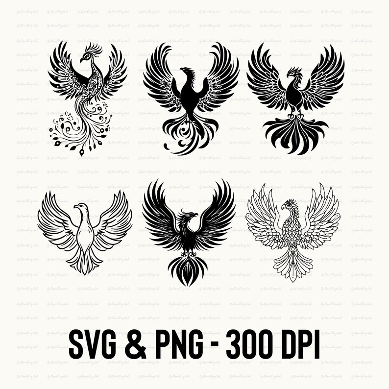 Phoenix Svg Bundle, Phoenix Silhouette, Phoenix Clipart, Phoenix Vector ...