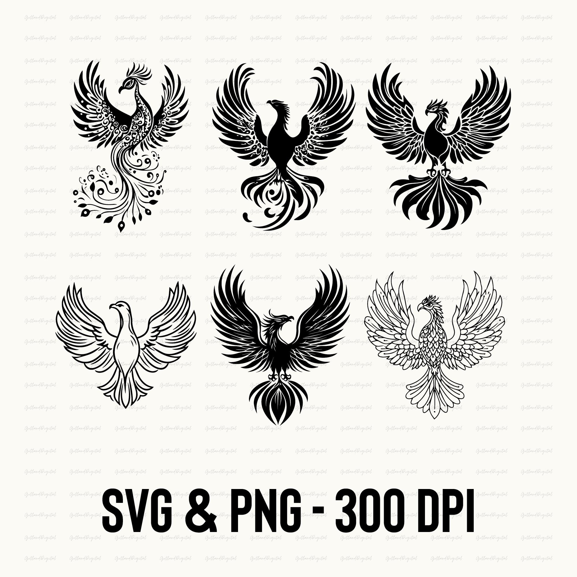 Phoenix Svg Bundle, Phoenix Silhouette, Phoenix Clipart, Phoenix Vector ...