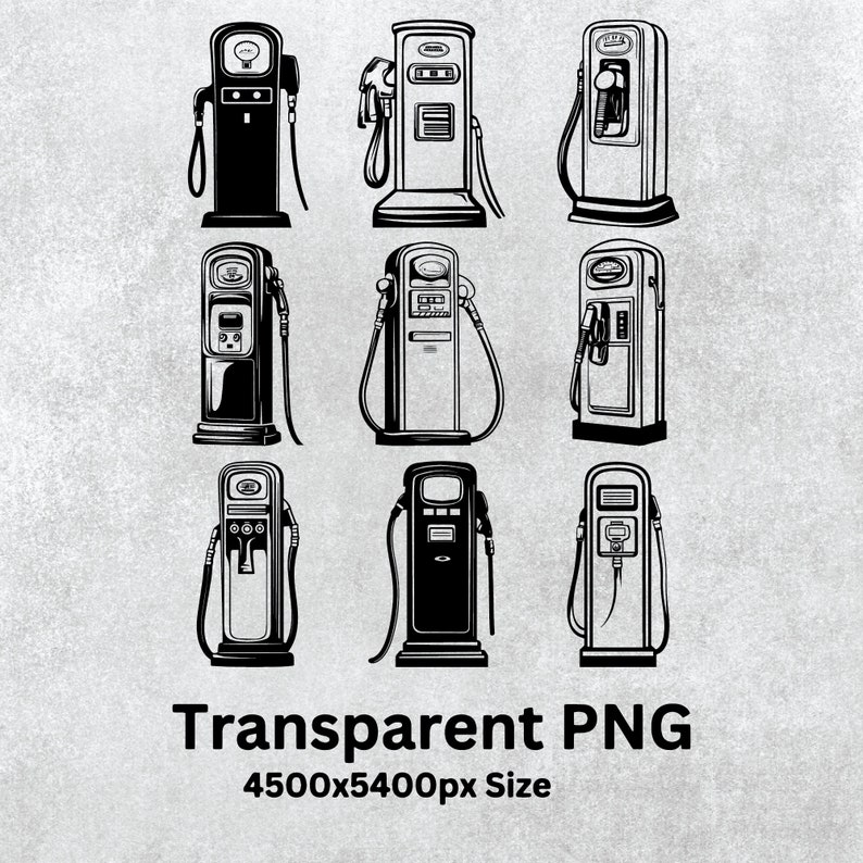 Gas Pump Silhouette Bundle: Vector Art, Decal Cut File (SVG, PNG) - Etsy