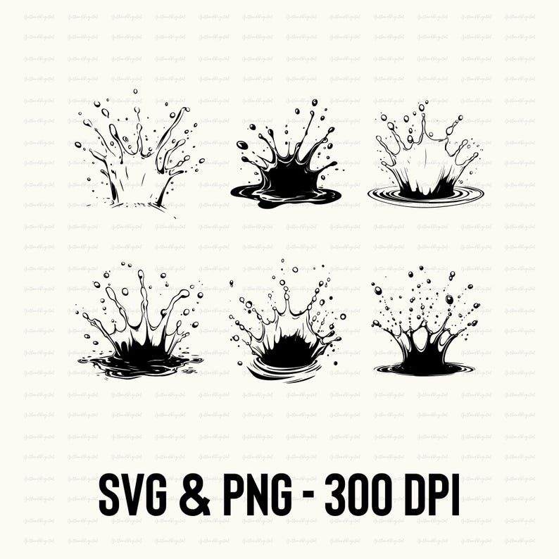 Splash SVG Bundle: Water Drop Clipart, Silhouette Vector (PNG) - Etsy